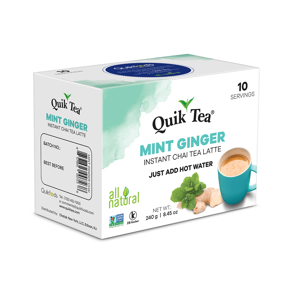 QuikTea Mint (Pudina) Ginger Chai Tea Latte - 10 Count Single Box - All ...
