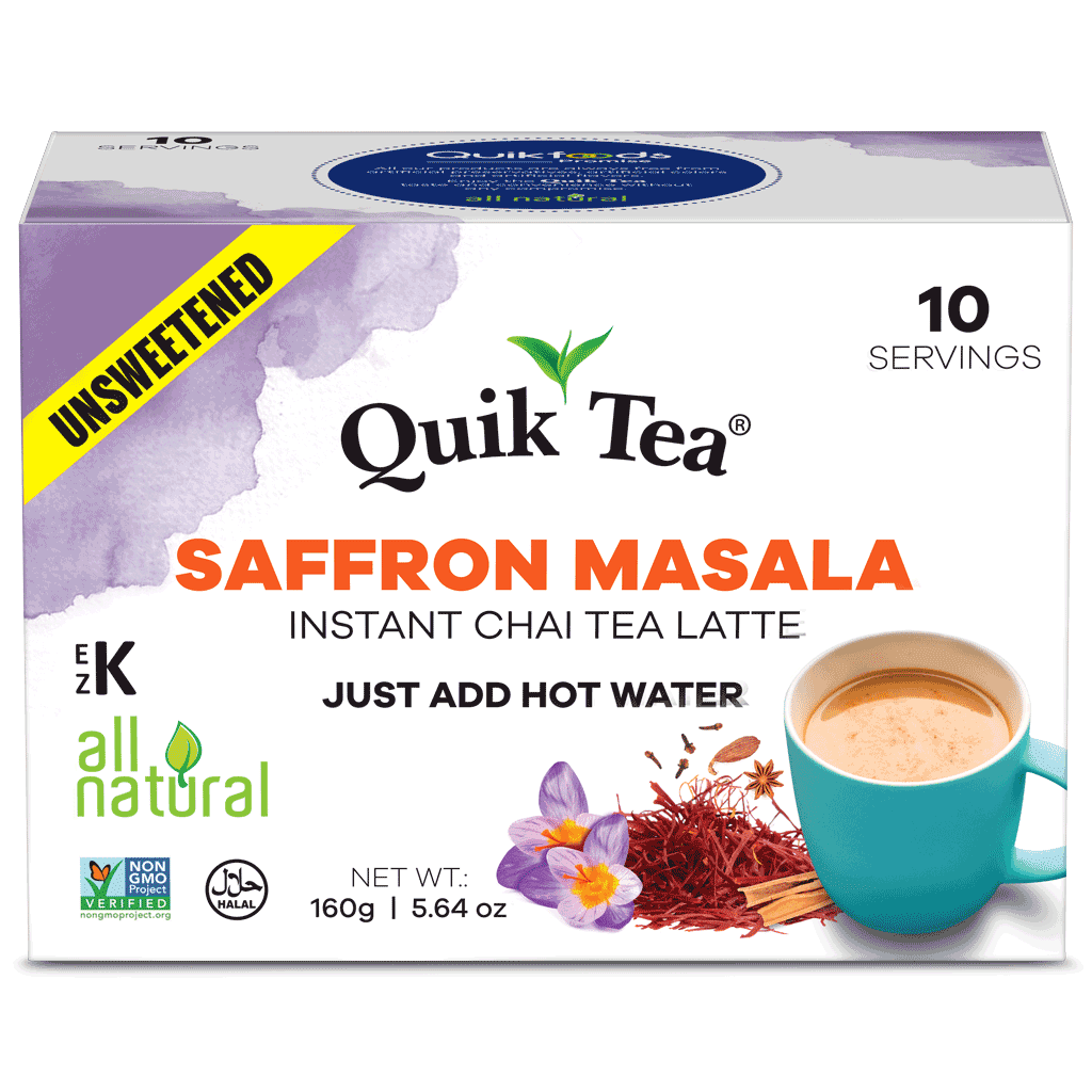 QuikTea Instant Saffron Masala Chai Tea Latte - 10 Count, Non GMO, All ...