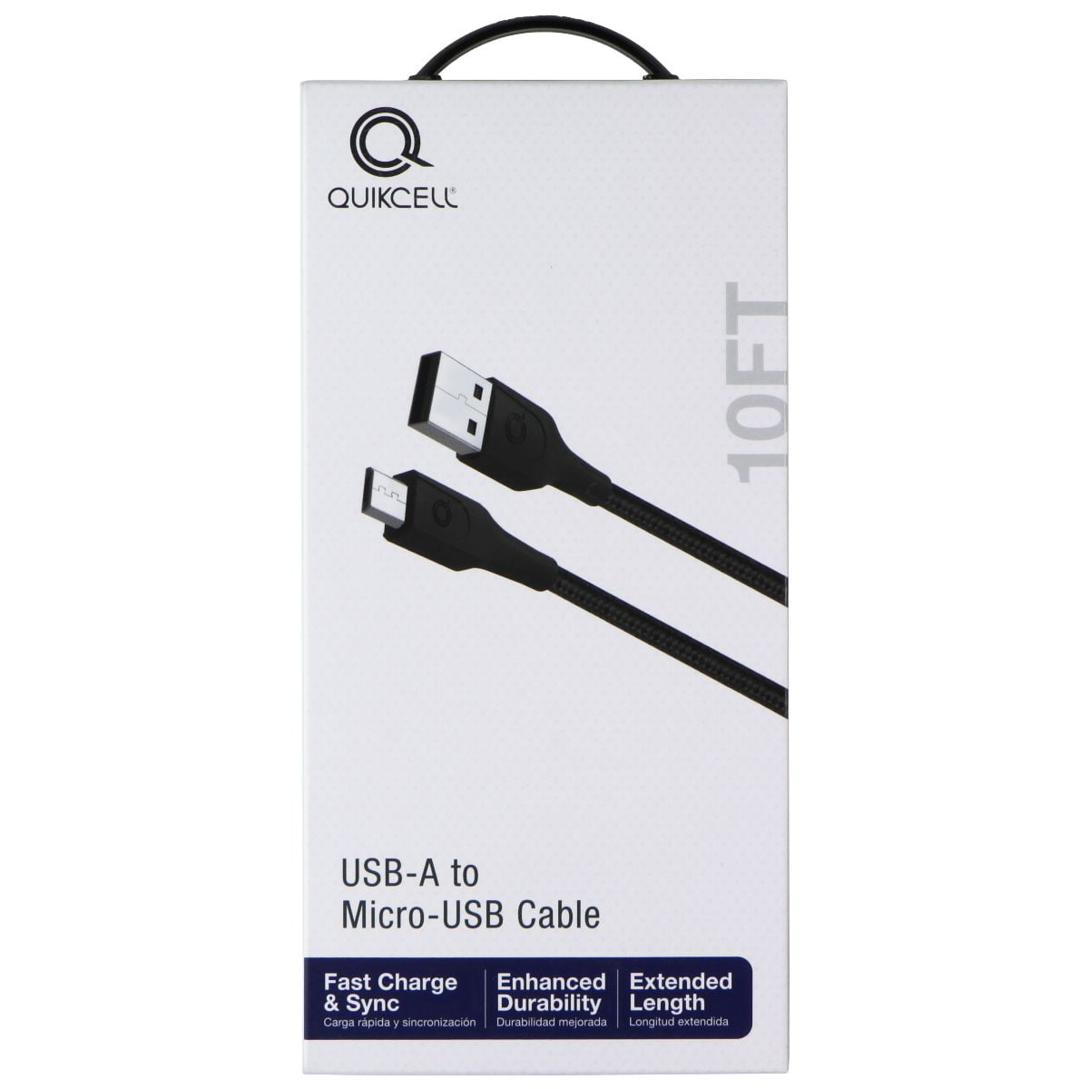 Quikcell 10Ft USB-A to Micro-USB Cable - Black - Walmart.com