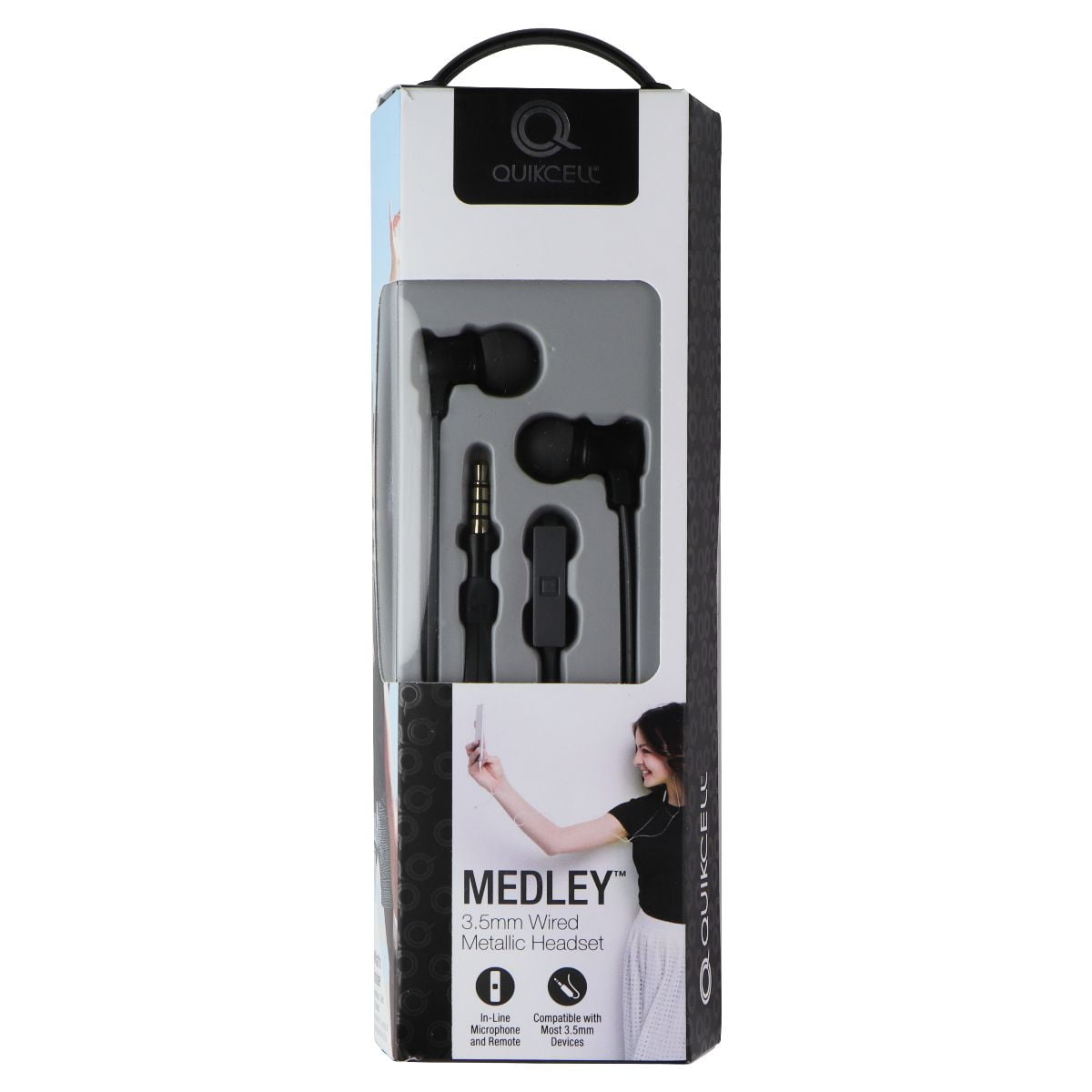 Quikcell Medley 3.5mm Wired Metallic Headset - Black - Walmart.com