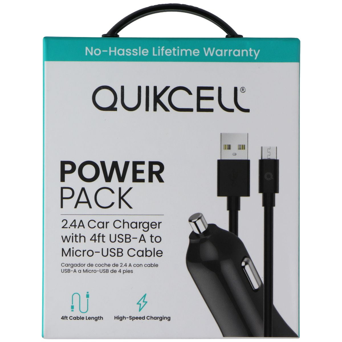 Quikcell Power Pack 2.4A Car Charger with 4ft USB-A to Micro-USB Cable ...