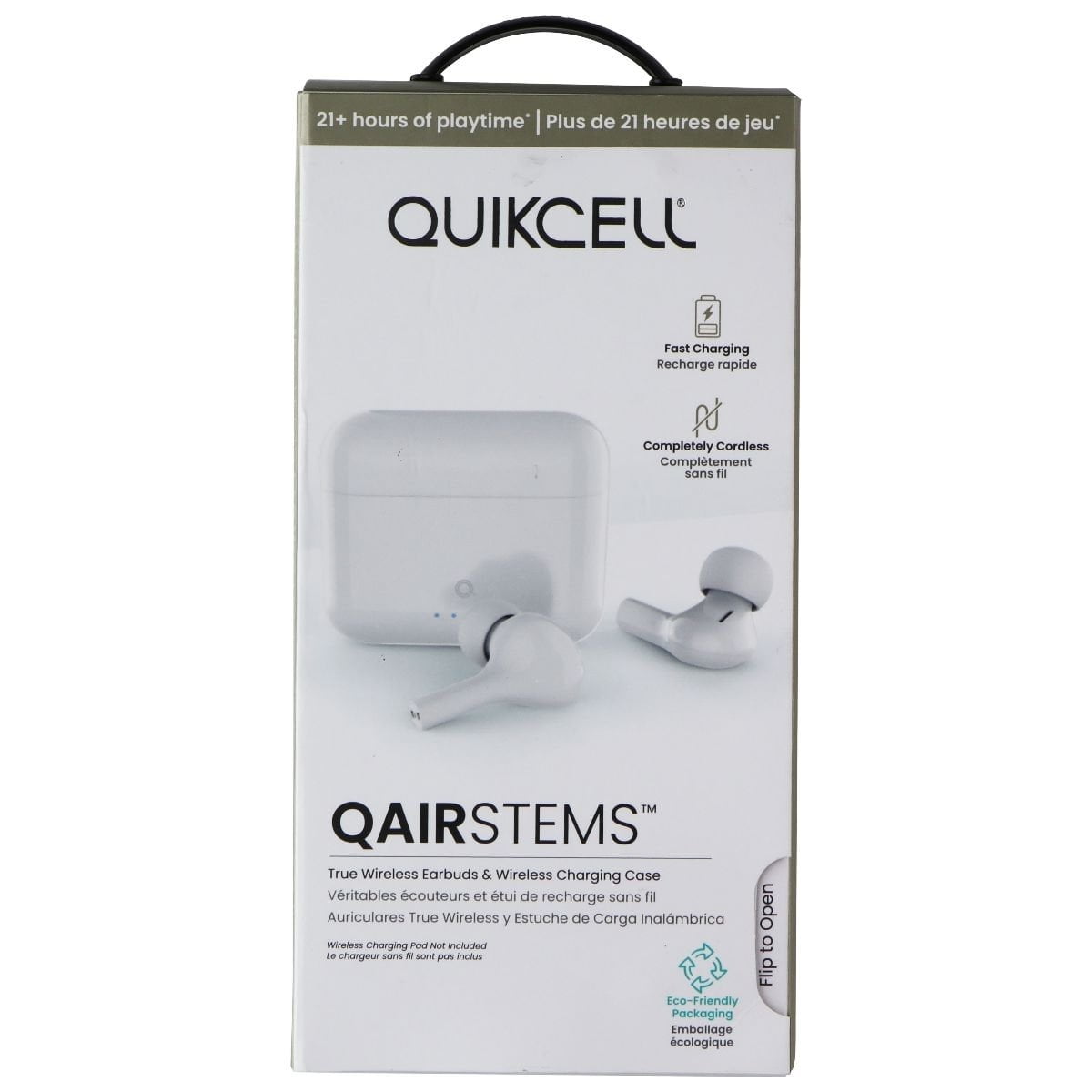 Quikcell QAirStems True Wireless Earbuds and Charging Case - White ...