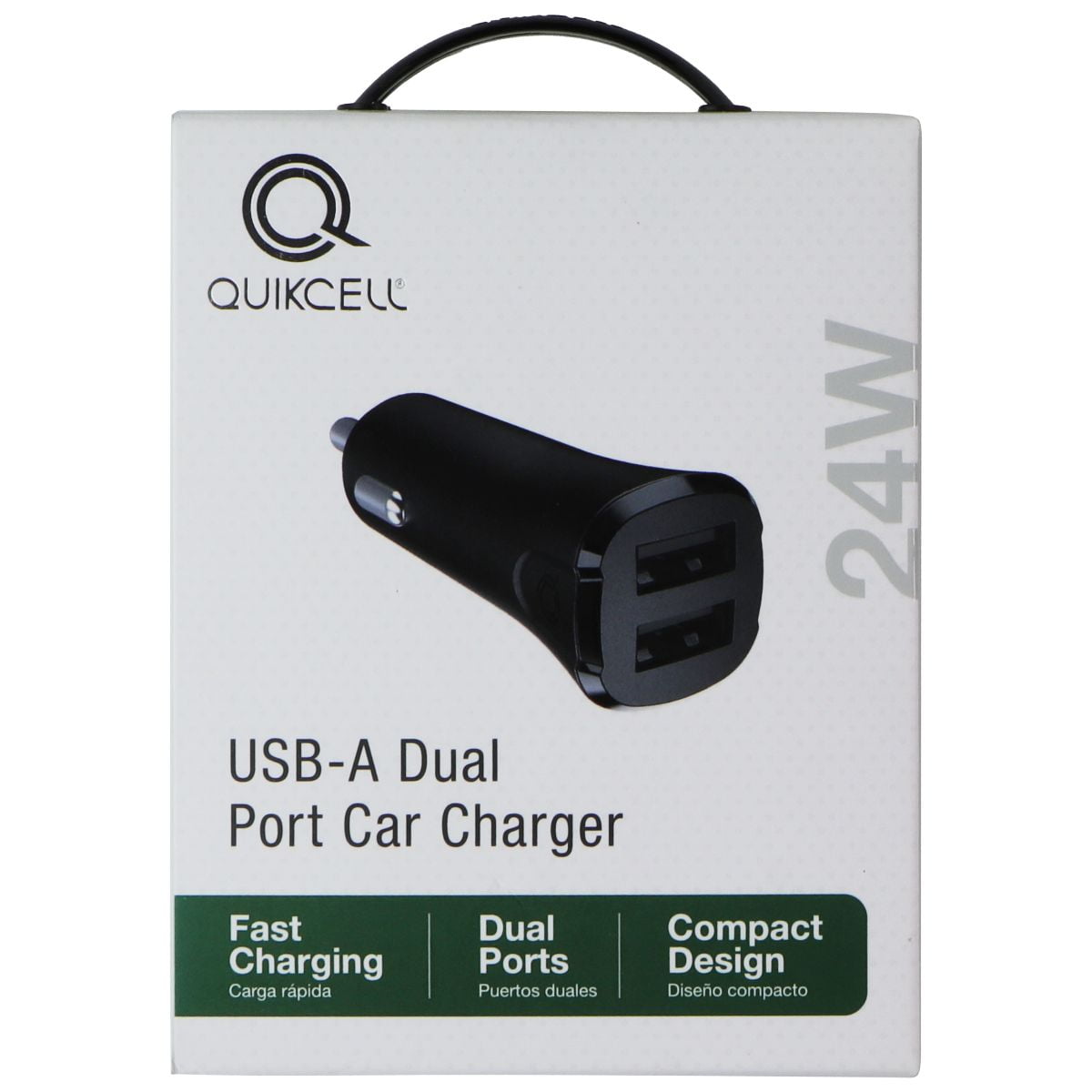 Quikcell USB-A 12W-24W Dual Port Car Charger - Black - Walmart.com