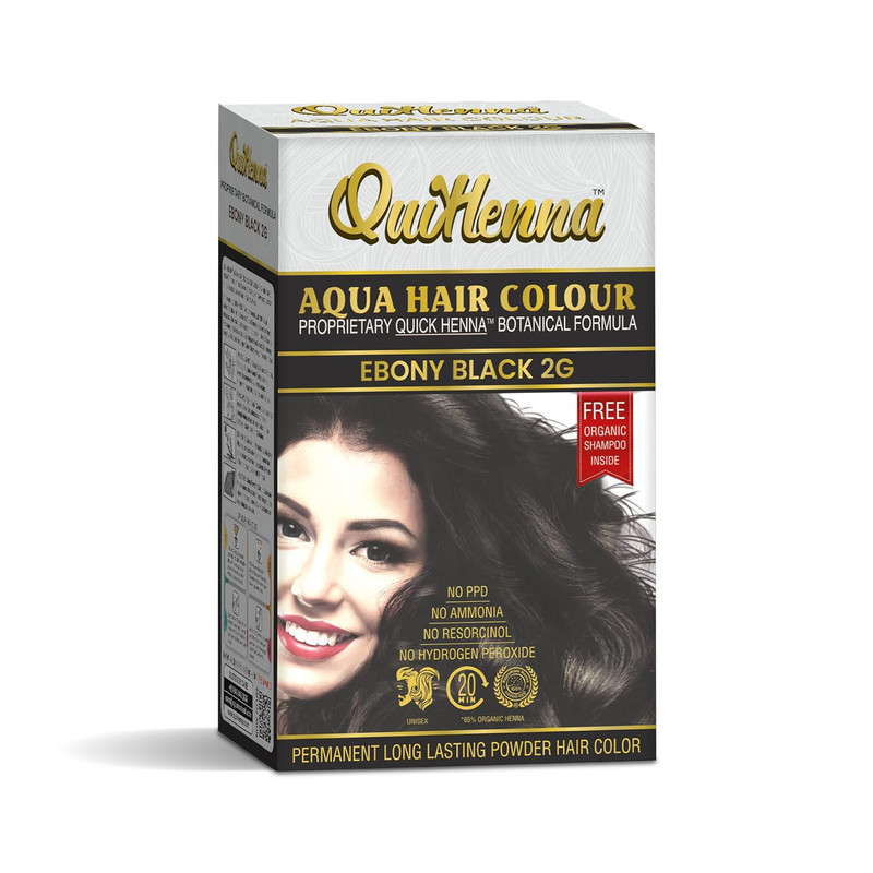 Quikhenna Aqua Powder Hair Colour 2G Ebony Black for Men & Women Hair ...