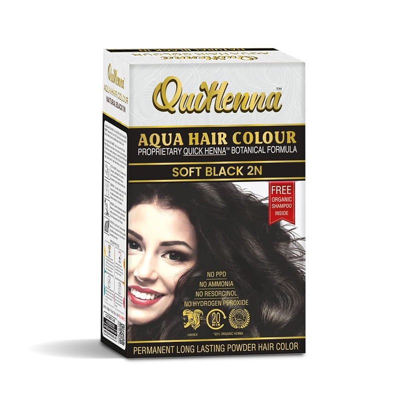Quikhenna Aqua Powder Hair Colour 2N Soft Black for Men & Women Hair ...
