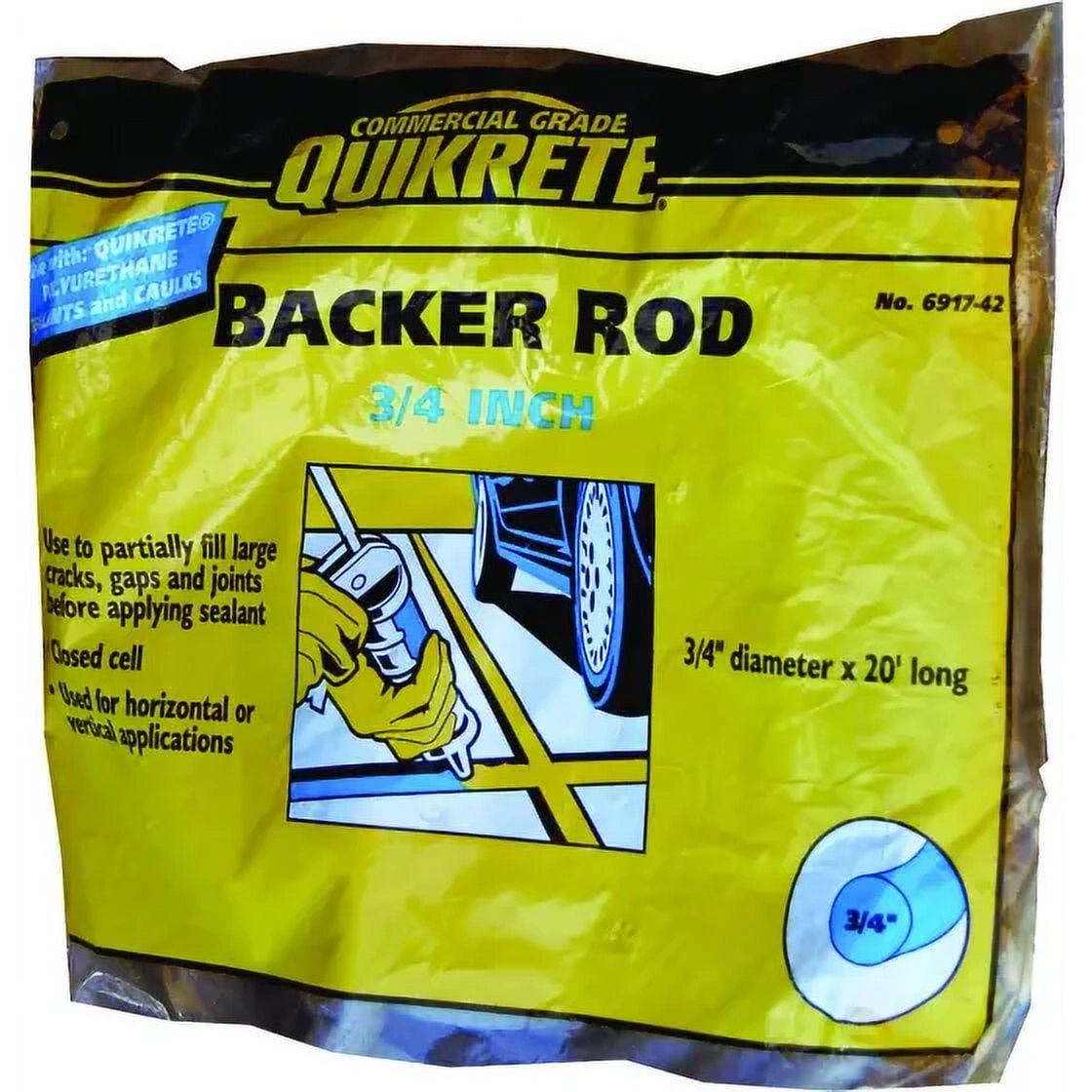 Quikrete 6917-42 Backer Rod, 3/4 Inch By 20 Feet Polyurethane, Each ...