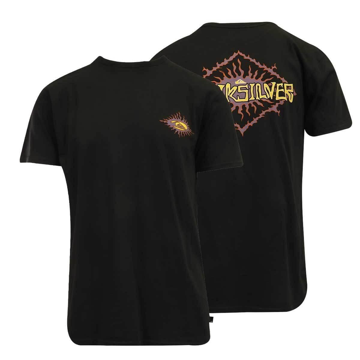 Quiksilver Men's T-Shirt Black Purple Yellow Sun Bloom Graphic S/S (S09 ...
