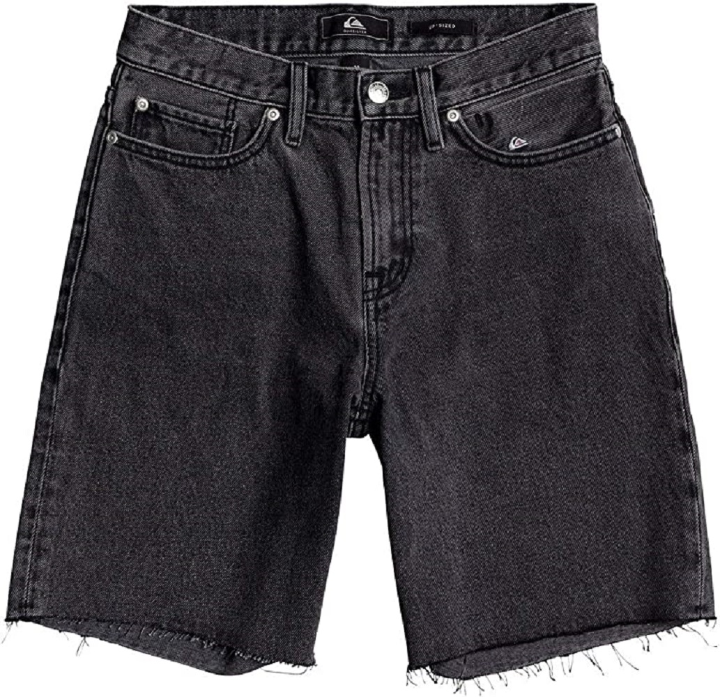 Quiksilver Womens Longer Leg Length Loose Black Denim Shorts Stone Wash ...