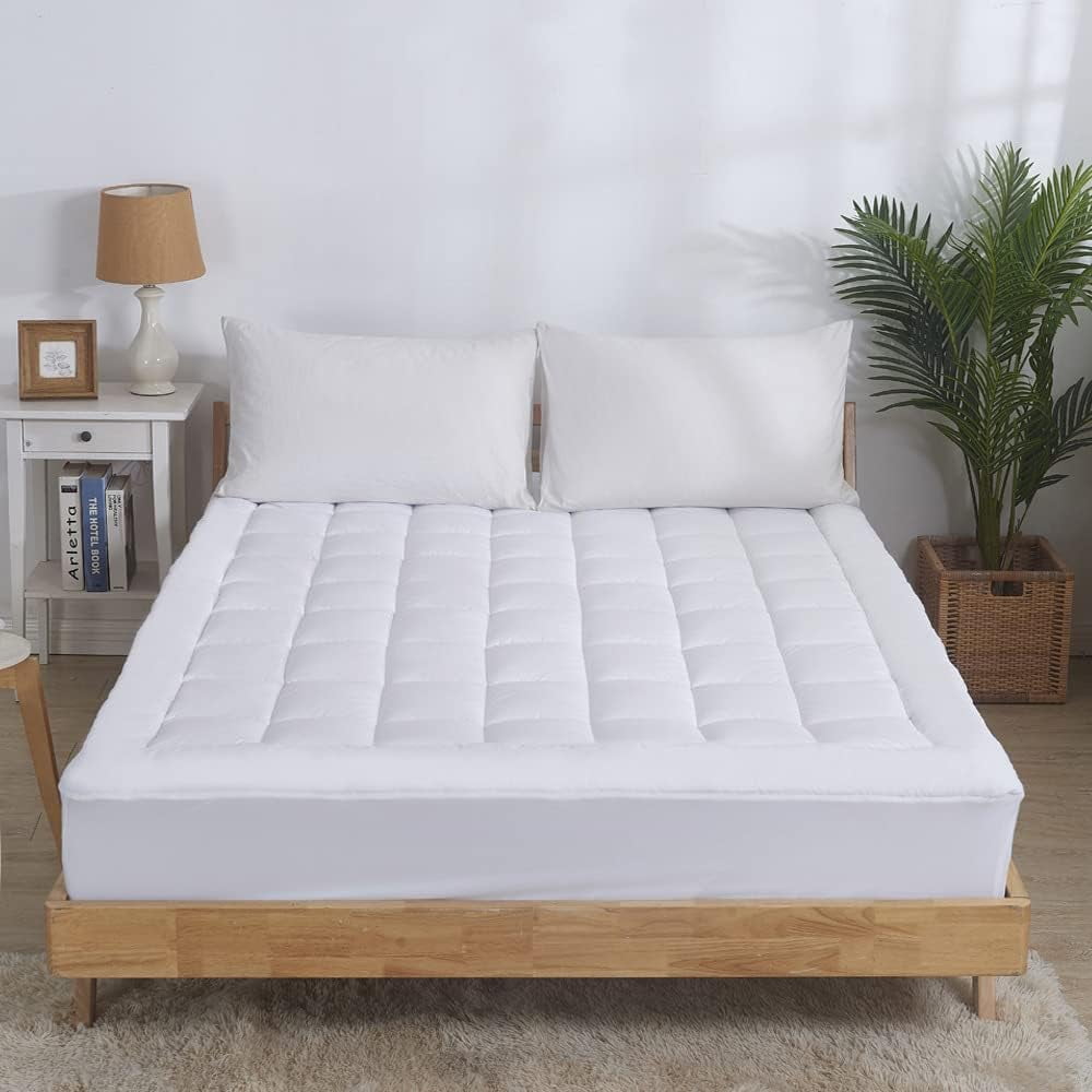 Quiled Fied Maress Pad, Cooling Maress opper wih 18 Inch Deep Pockes ...