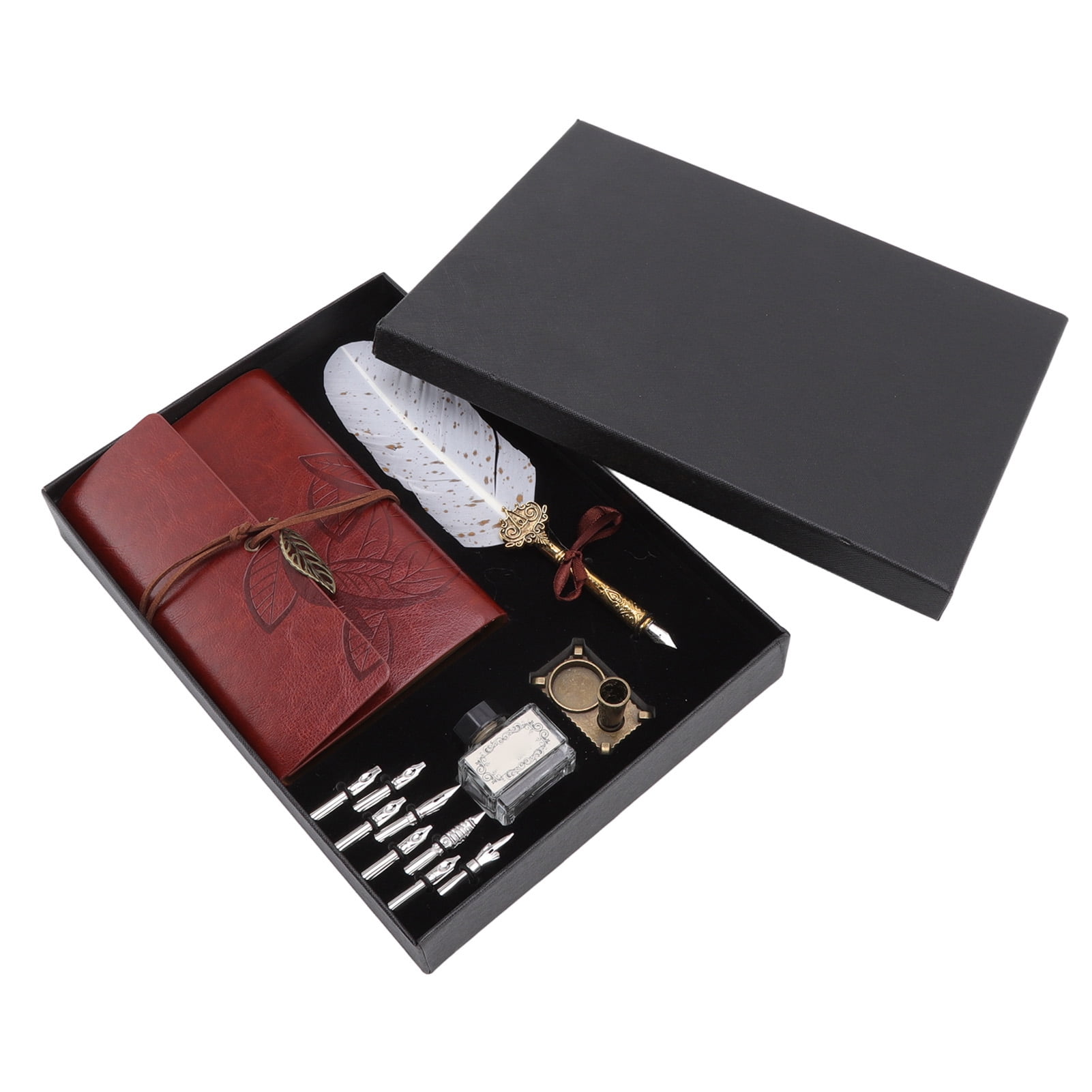 Quill Pen Notebook Set Classic Loose Leaf Paper Feather Pen Notebook ...