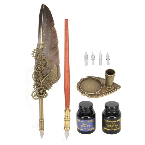 Quill Pen and Ink Set Retro Punk Gear Style Smoothly Writing Exquisite ...