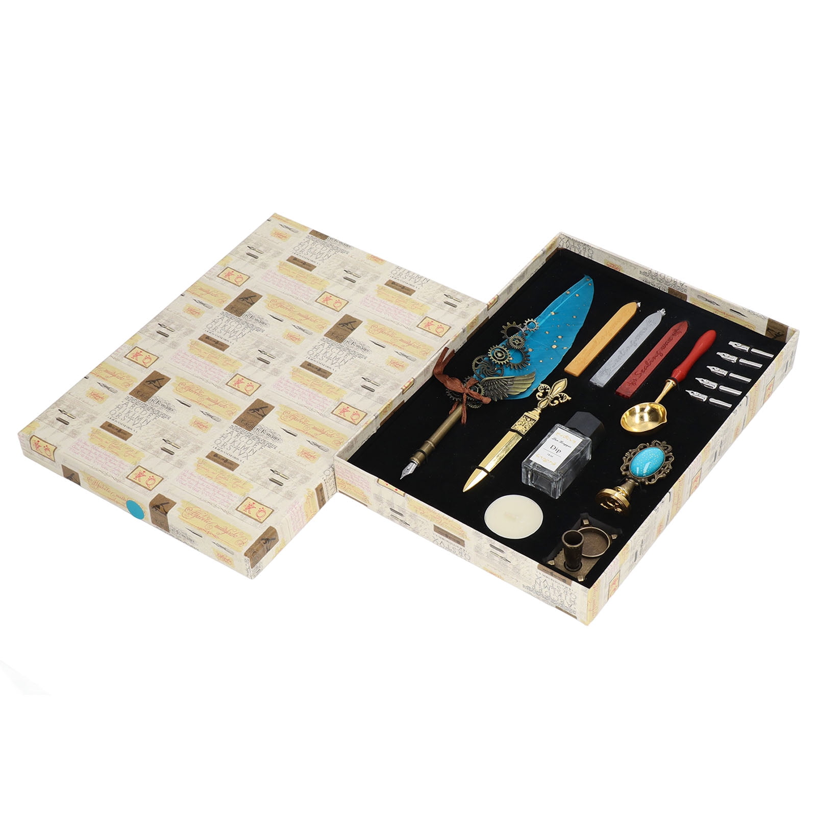Quill Pen and Ink Set, Vintage Style with Glossy Quill Pen, Wax Seal ...