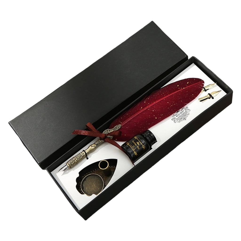 Quills Pen and Ink Set Feather Pen Ink Set Calligraphy Pen Set Fountain ...