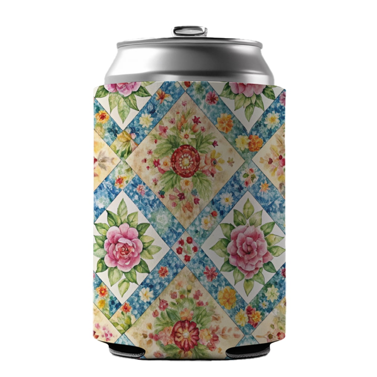 Quilt Floral Pattern Quilter Sewing Drink Beer Soda Insulated Sleeve ...