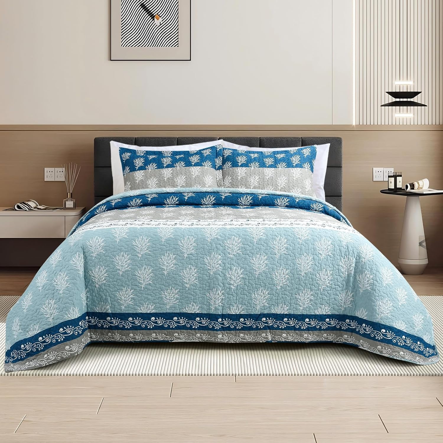 Quilt Set Queen Size - Queen Quilts Bedding Set, 100% Cotton Reversible ...