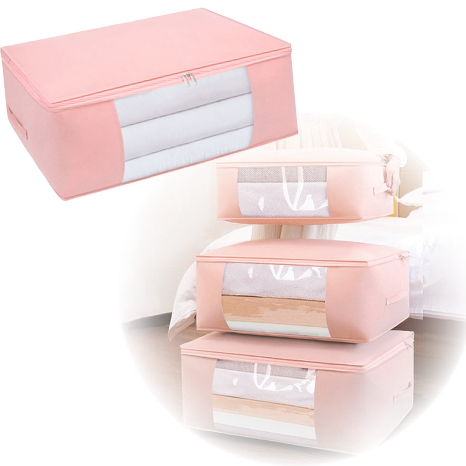 Quilt Storage Bags Extra Large Moving Bags with Zippers Handles Cotton ...