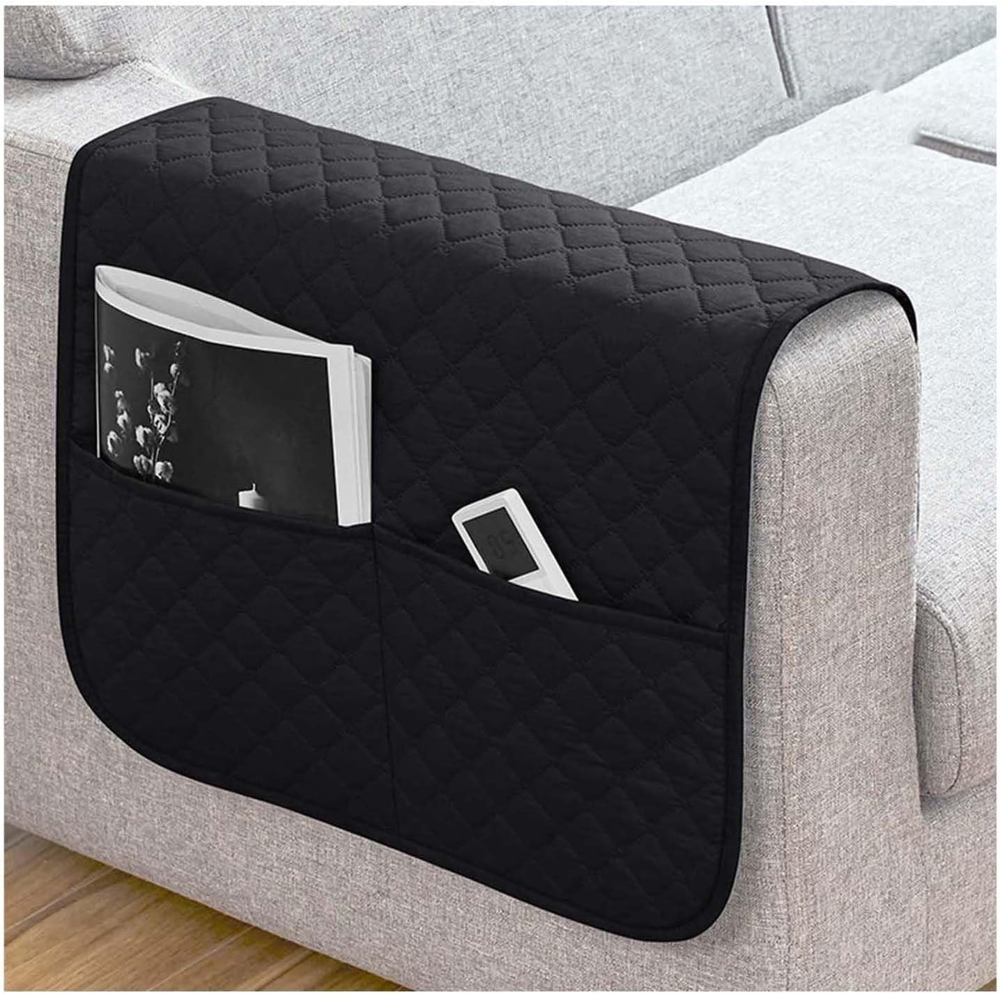 Quilted Armrest Covers for Recliner Sofa with Storage Pocket - Non Slip ...