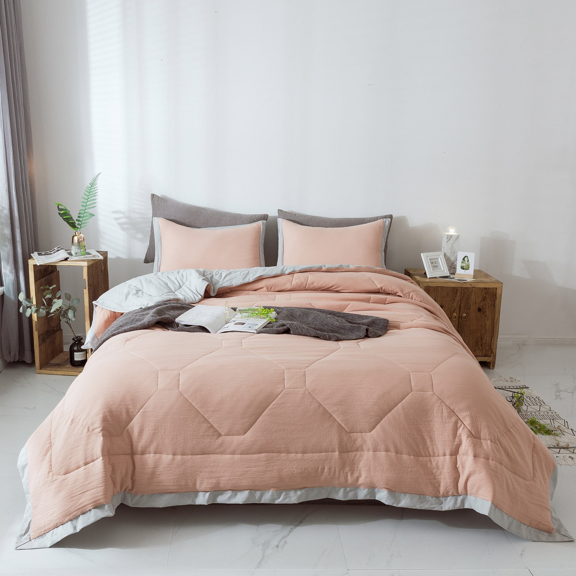 Quilted Comforter Set with Ruffled Trim Edge - Walmart.com
