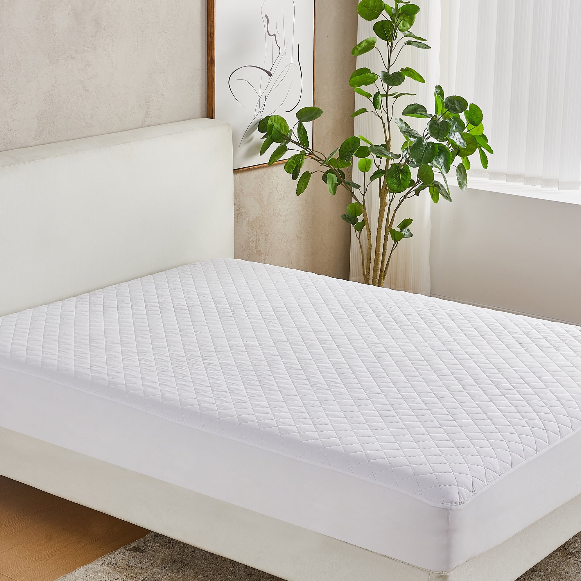 Quilted Down Alternative Fitted Full Size Mattress Pad, White - Walmart.com