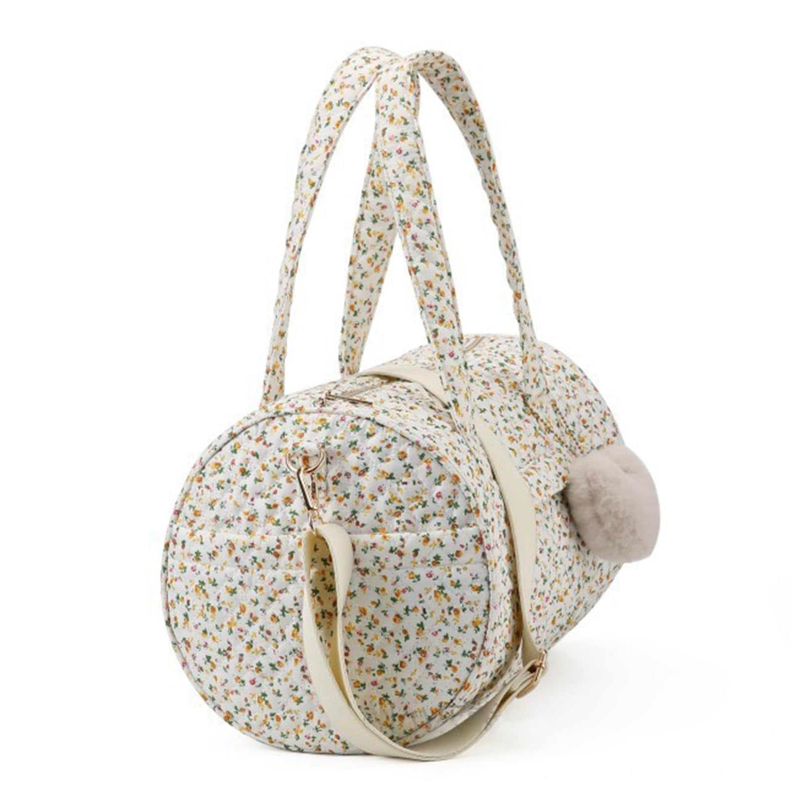 Quilted Duffle Bag For Women Cute Weekender Bag Floral Travel Bag ...