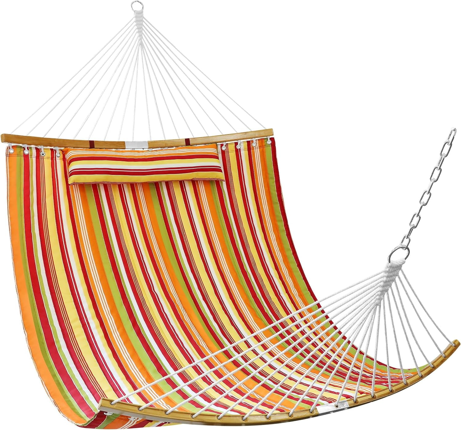 Quilted Fabric Hammock with Pillow 11 FT Double Hammock with Spreader ...