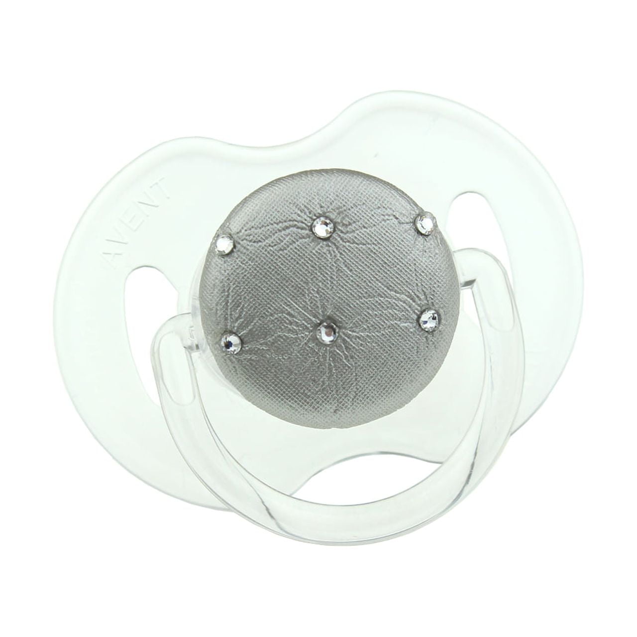 Grey Quilted Faux Leather with Crystals Pacifier - Walmart.com