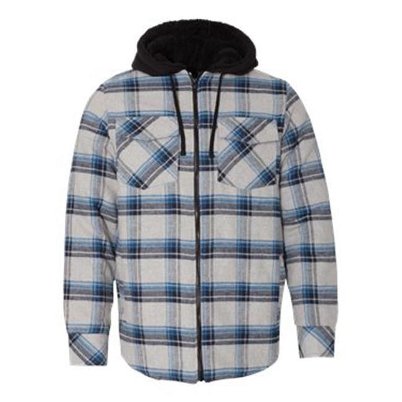 Quilted Flannel Full-Zip Hooded Jacket, Grey & Blue - Large - Walmart.com