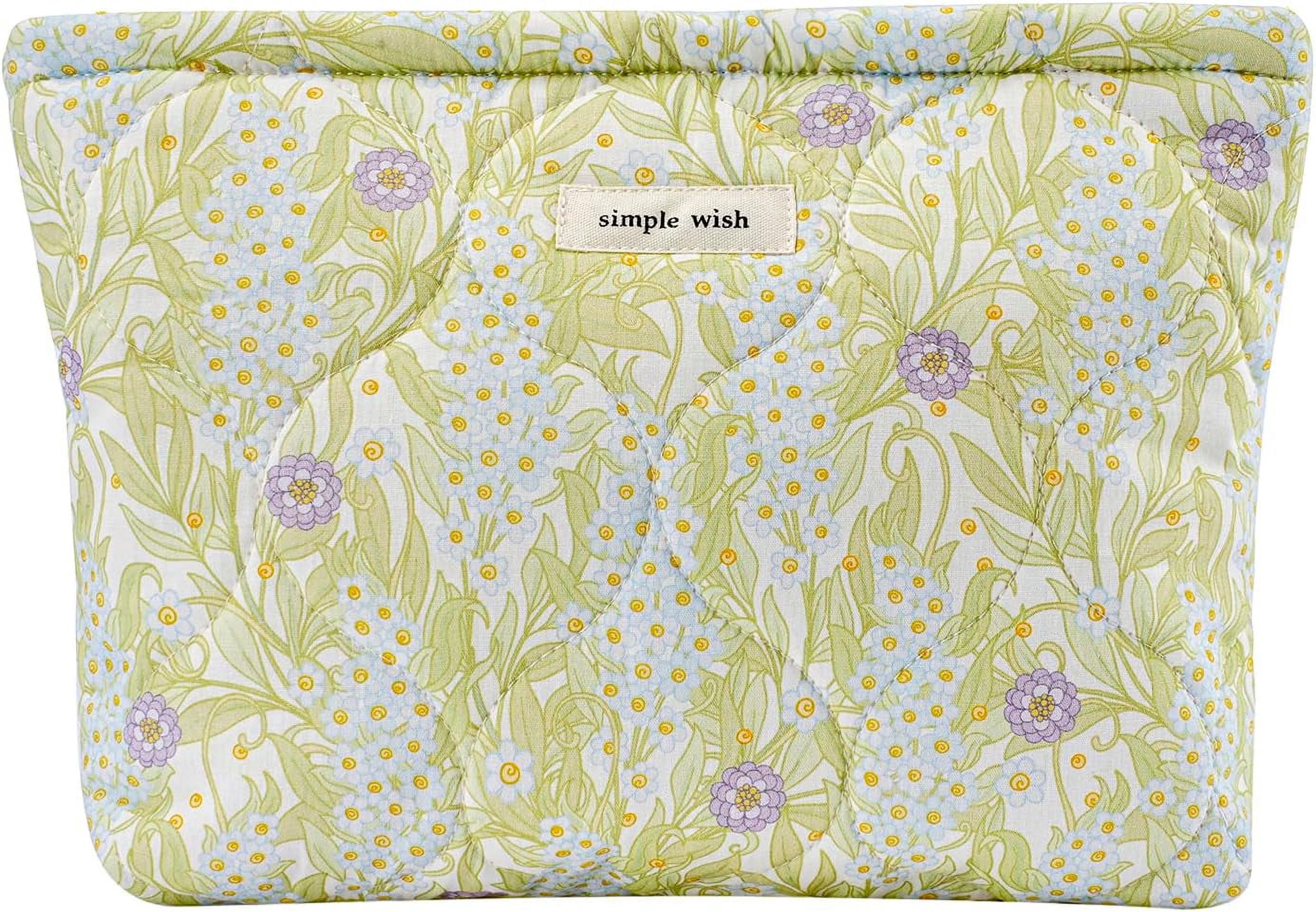 Quilted Floral Cotton Makeup Pouch,Coquette Quilted Cosmetic Bag for ...