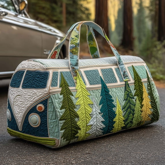 Quilted Hippie Van Duffle Bag, Hippie Van Quilted Duffle Bag, Boho ...