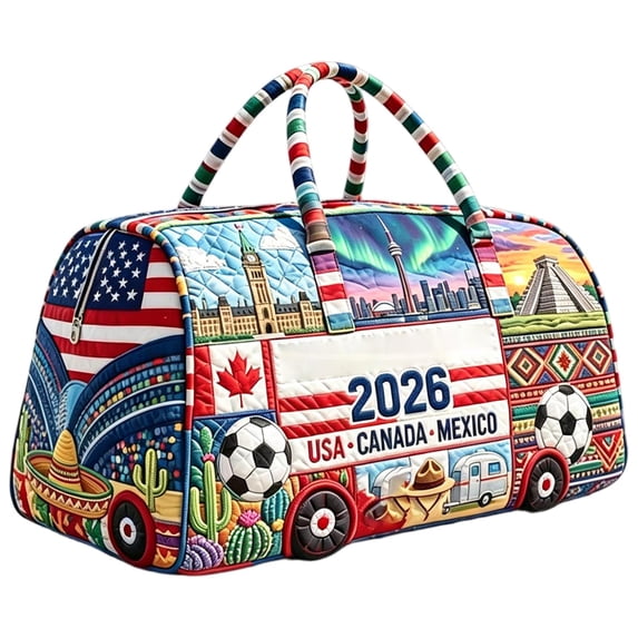 Quilted Hippie Van Duffle Bag, Soccer Print Travel Bag, Durable ...