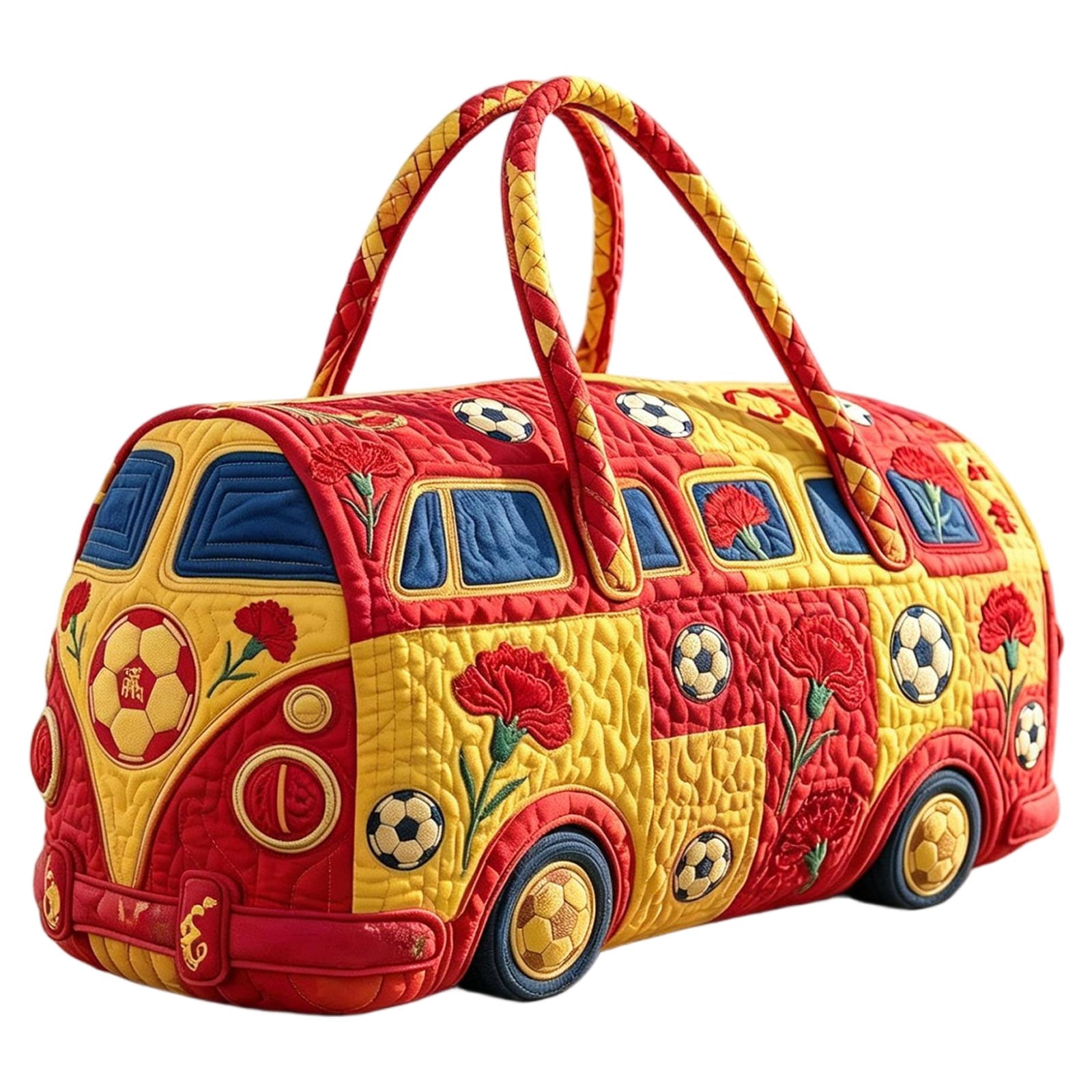 Quilted Hippie Van Duffle Bag, Soccer Print Travel Bag, Durable ...