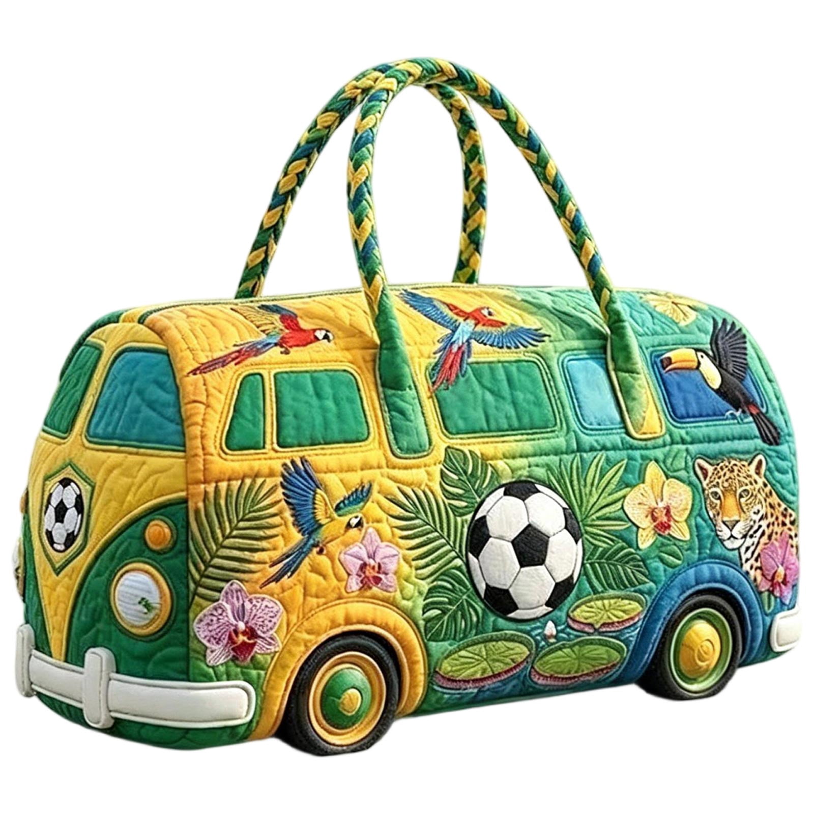 Quilted Hippie Van Duffle Bag, Soccer Print Travel Bag, Durable ...