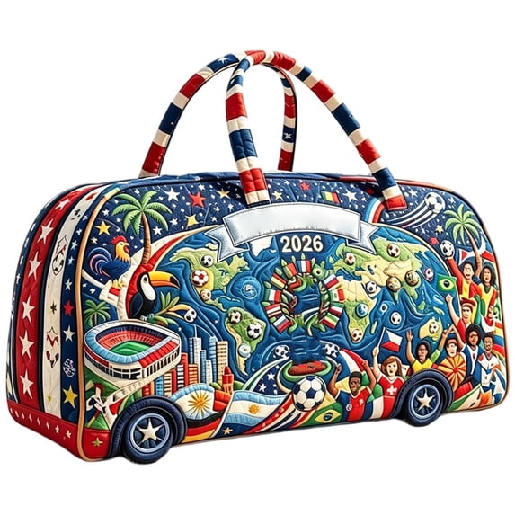 Quilted Hippie Van Duffle Bag, Soccer Themed Duffel Bag, Multi-Purpose ...