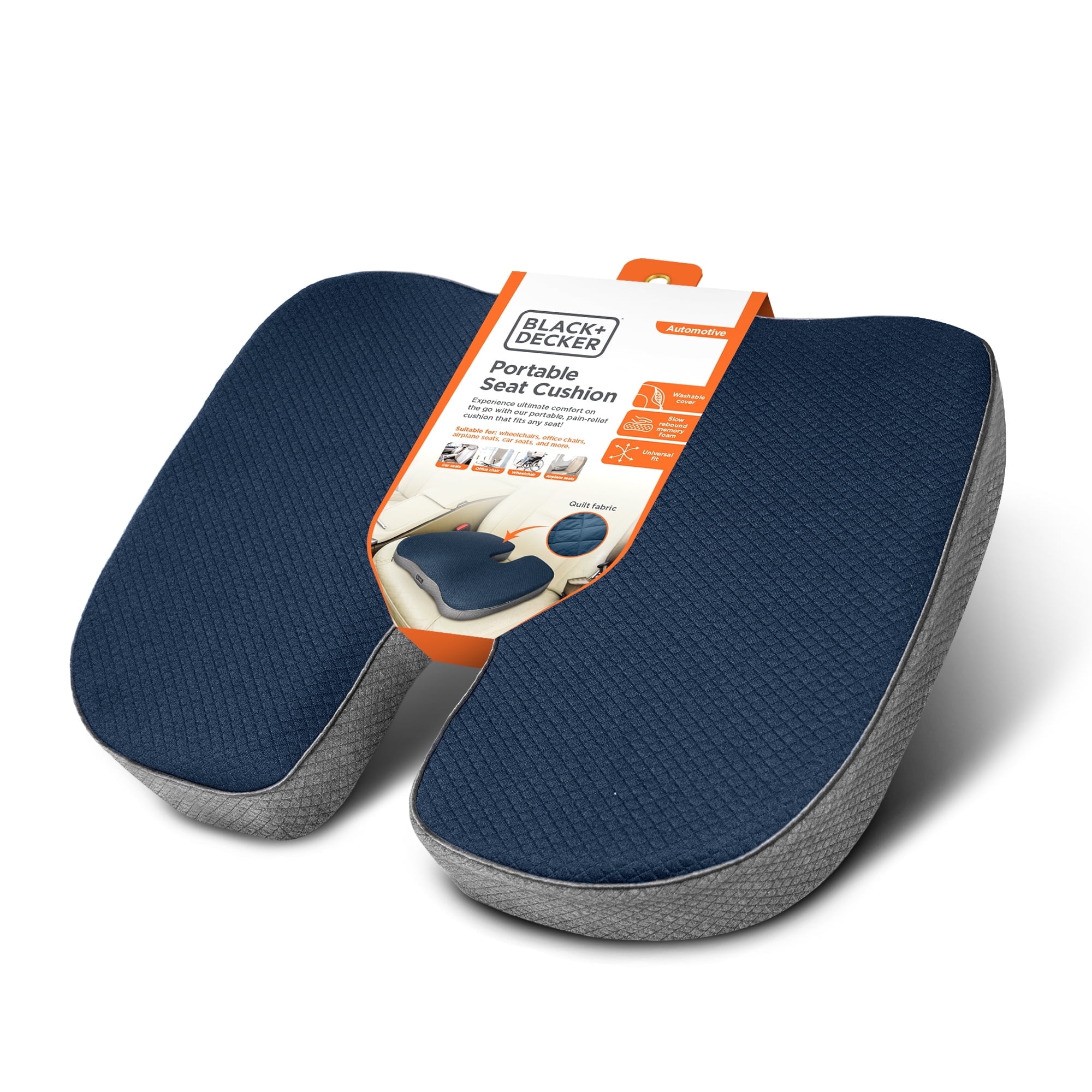 BLACK+DECKER Quilted Knit Seat Cushion, U-Shaped Memory Foam Chair ...