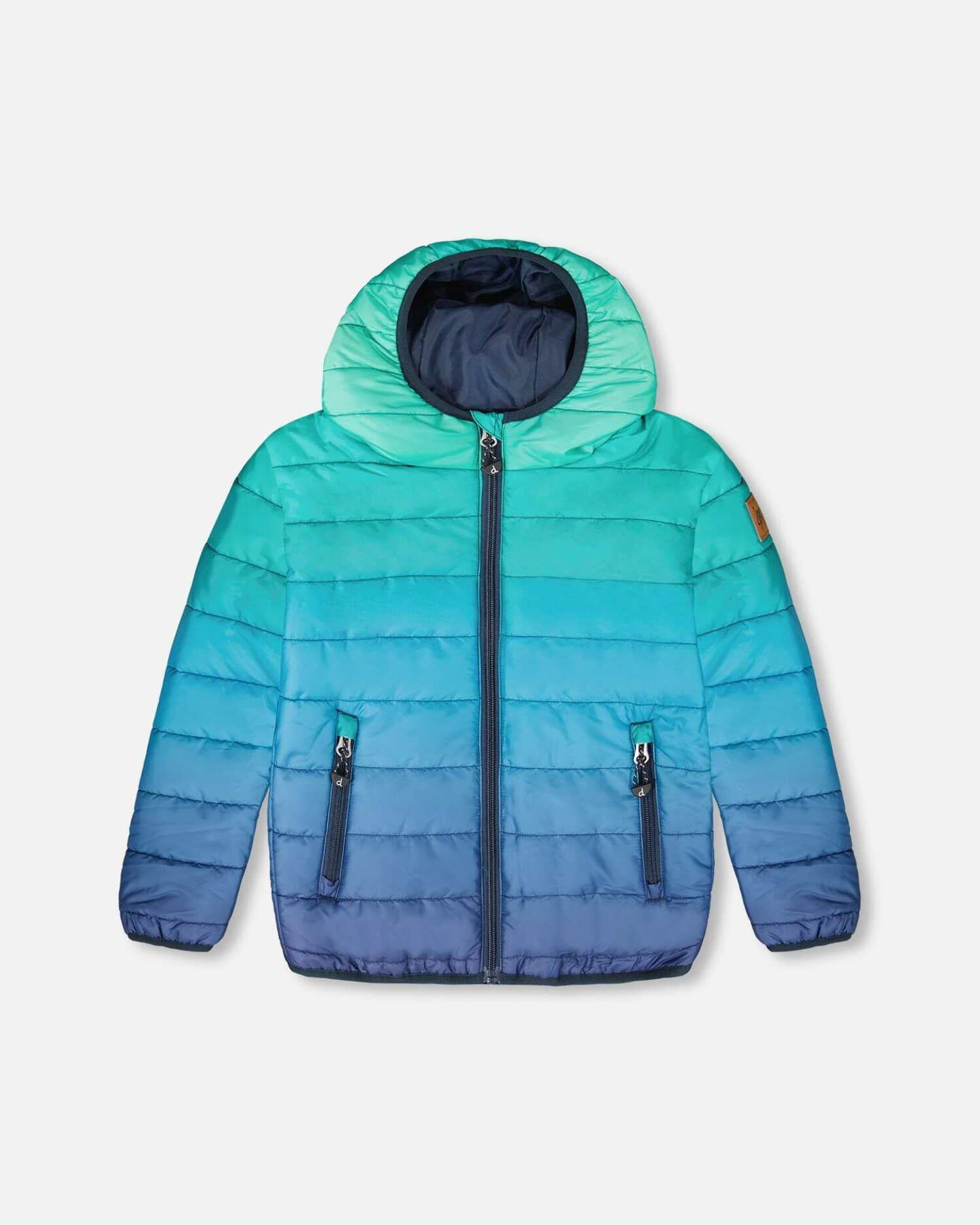 Quilted Mid-Season Jacket Green And Blue Gradient - Walmart.com