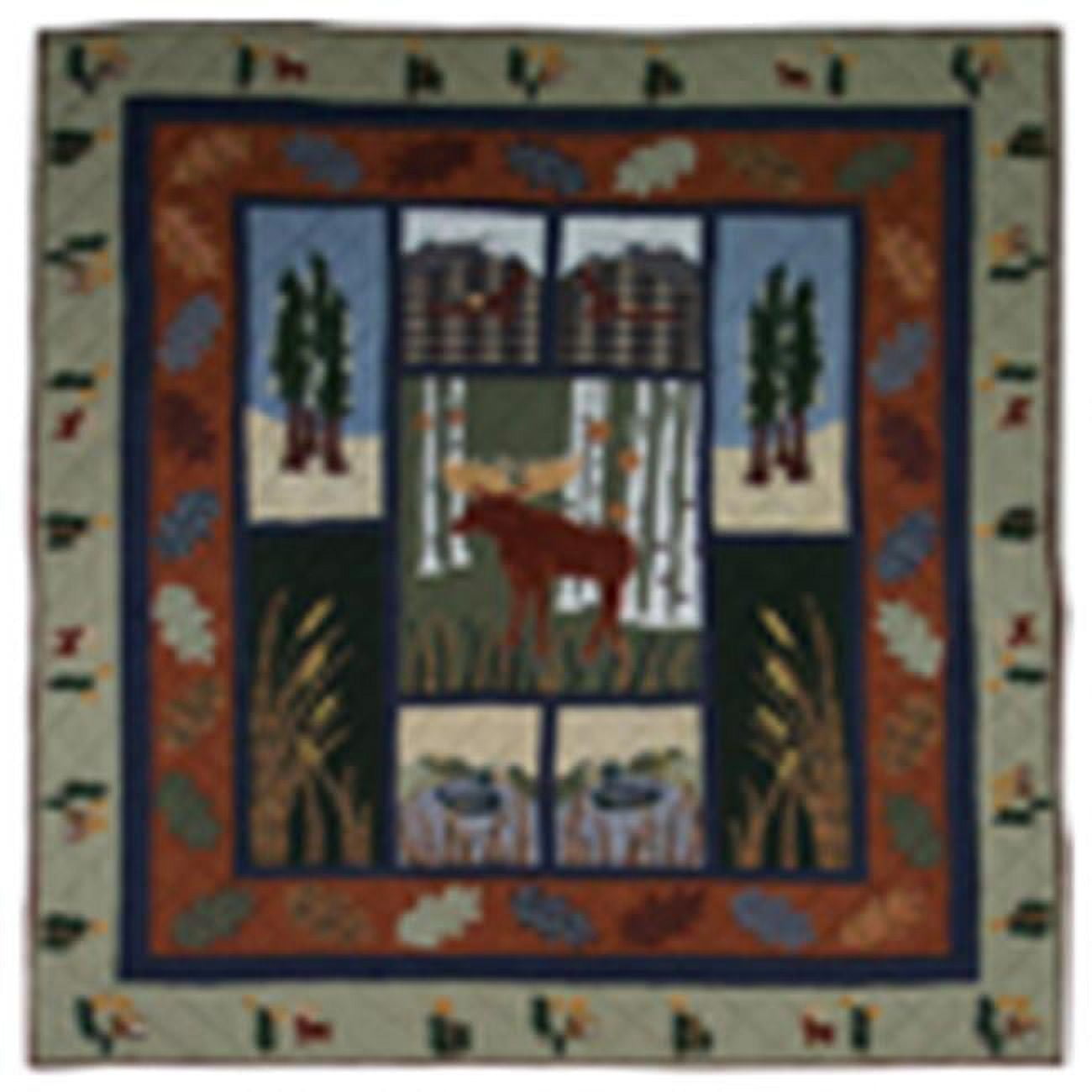 Quilted Moose Quilt, Hand cut and Appliqued cotton fabric motifs ...