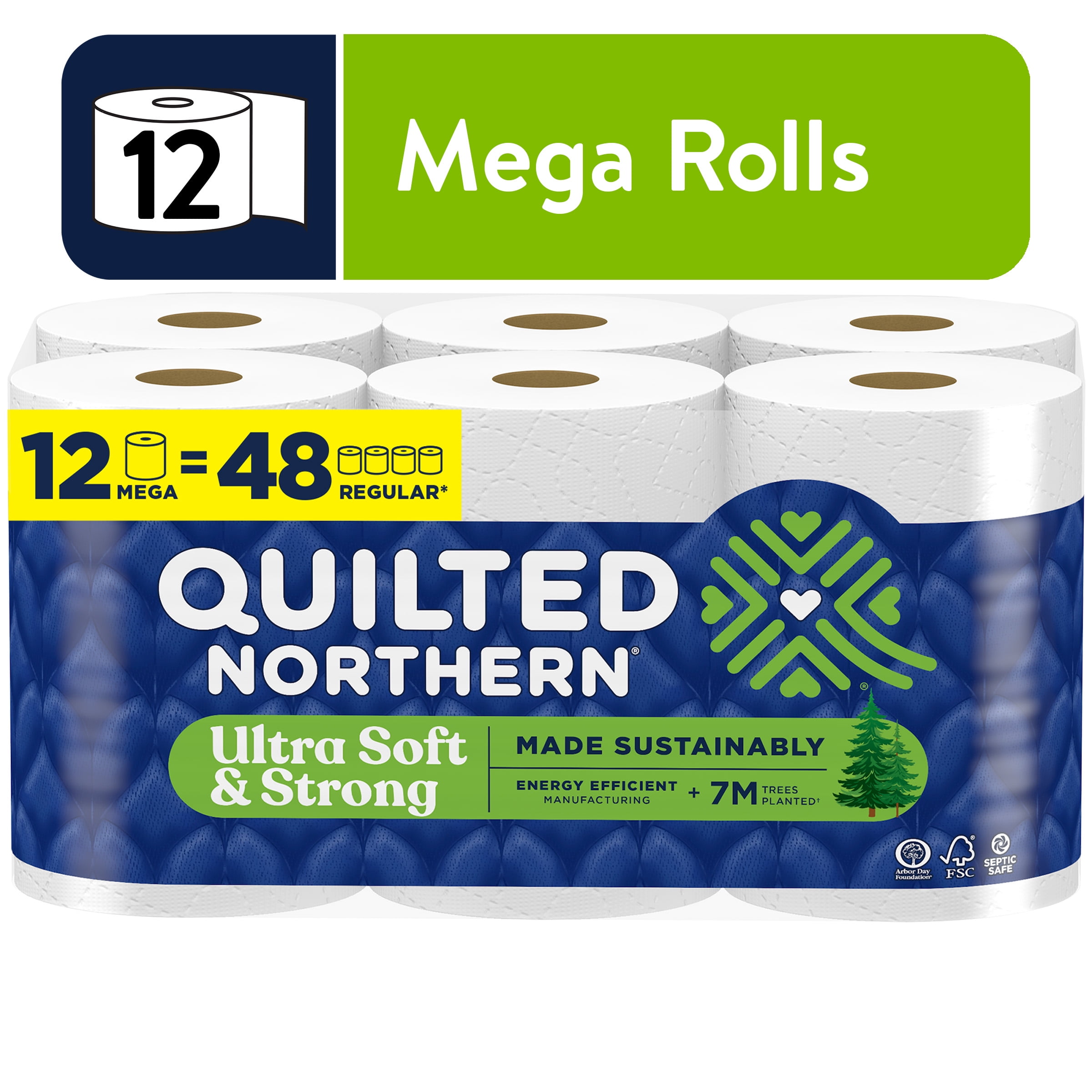 Quilted Northern Ultra Soft & Strong 12 Mega Rolls, 2-Ply Toilet Paper ...