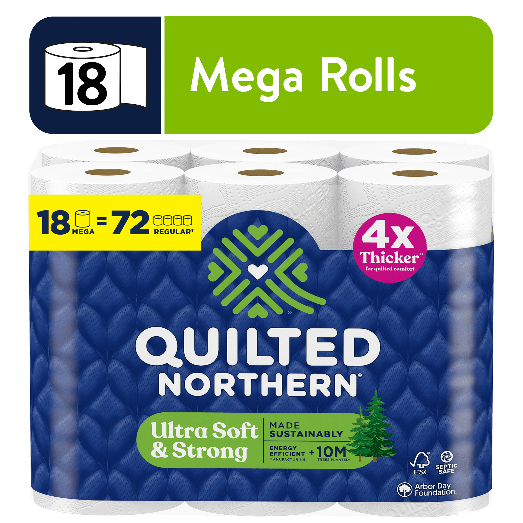 Quilted Northern Ultra Soft & Strong 2-Ply Toilet Paper, 18 Mega Rolls ...