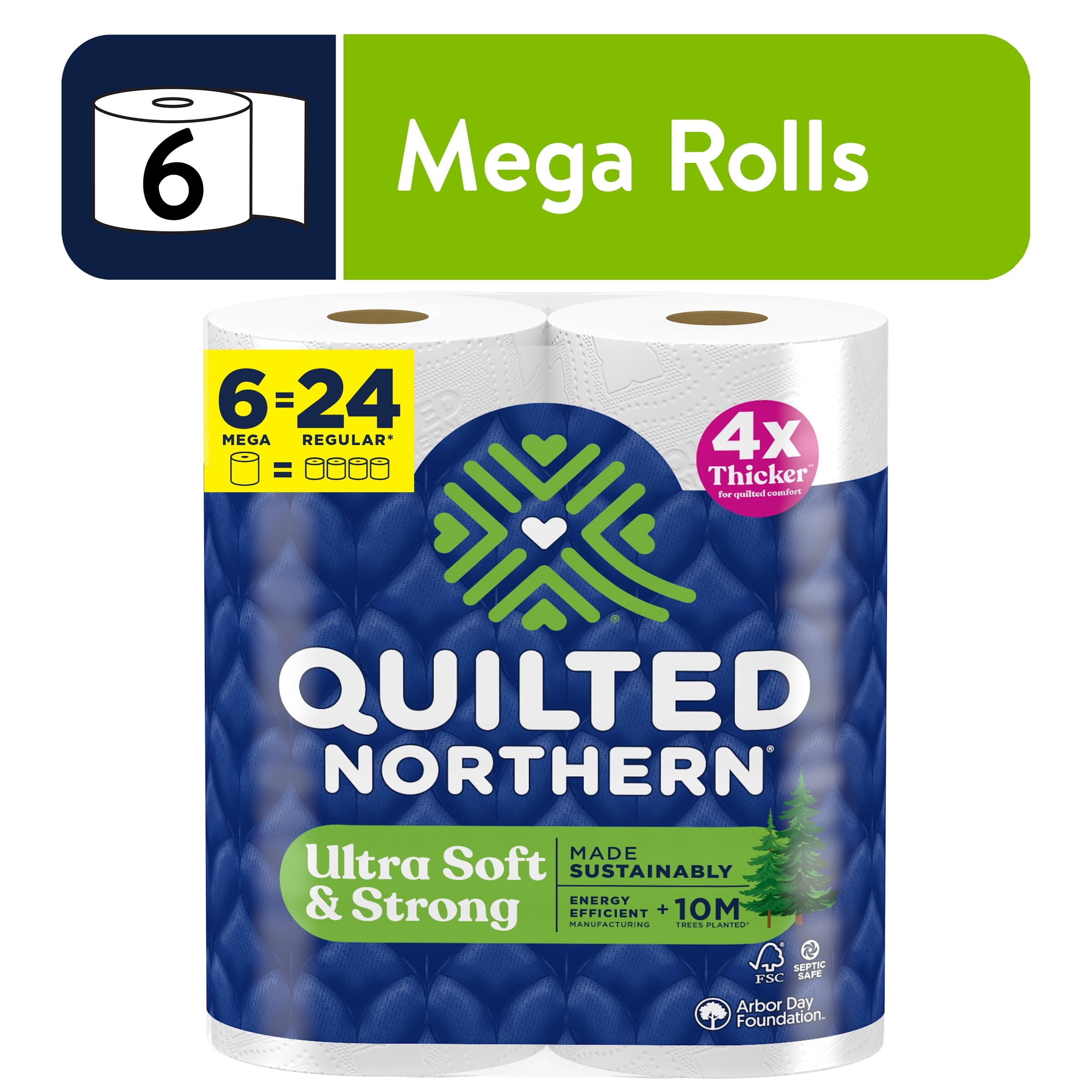 Quilted Northern Ultra Soft & Strong 2-Ply Toilet Paper, 6 Mega Rolls ...