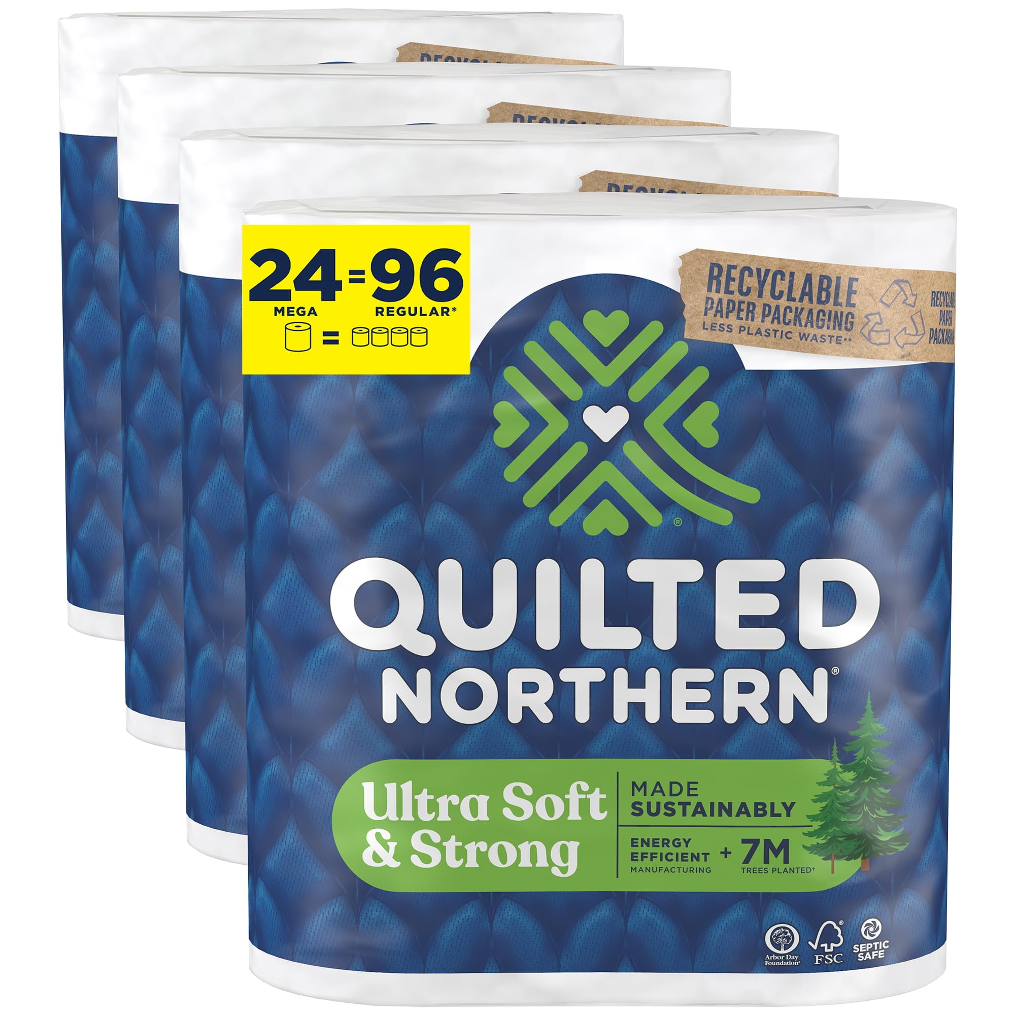 Quilted Northern Ultra Soft & Strong Toilet Paper, 24 Mega Rolls = 96 ...