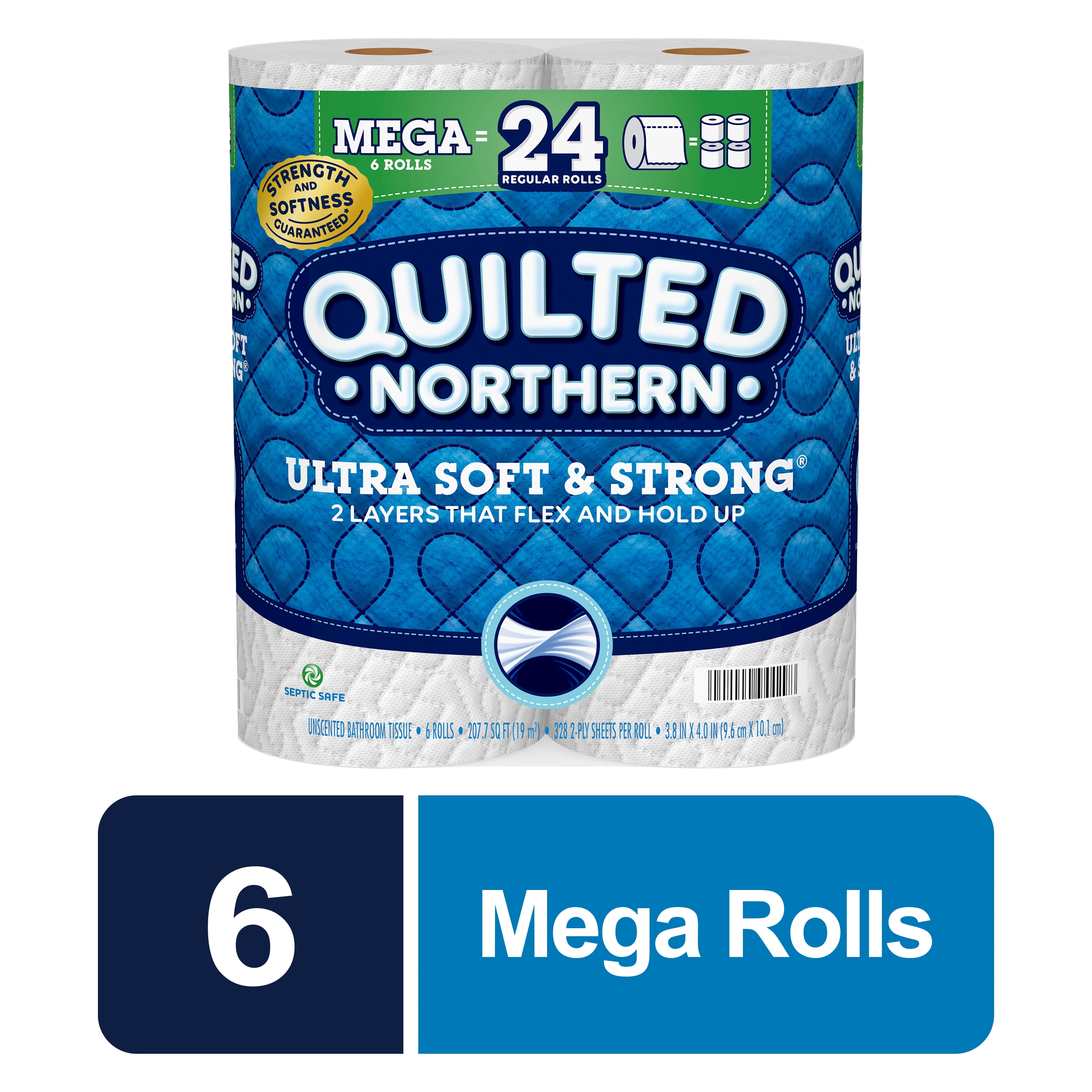 Quilted Northern Ultra Soft & Strong 2-Ply Toilet Paper, 6 Mega Rolls ...