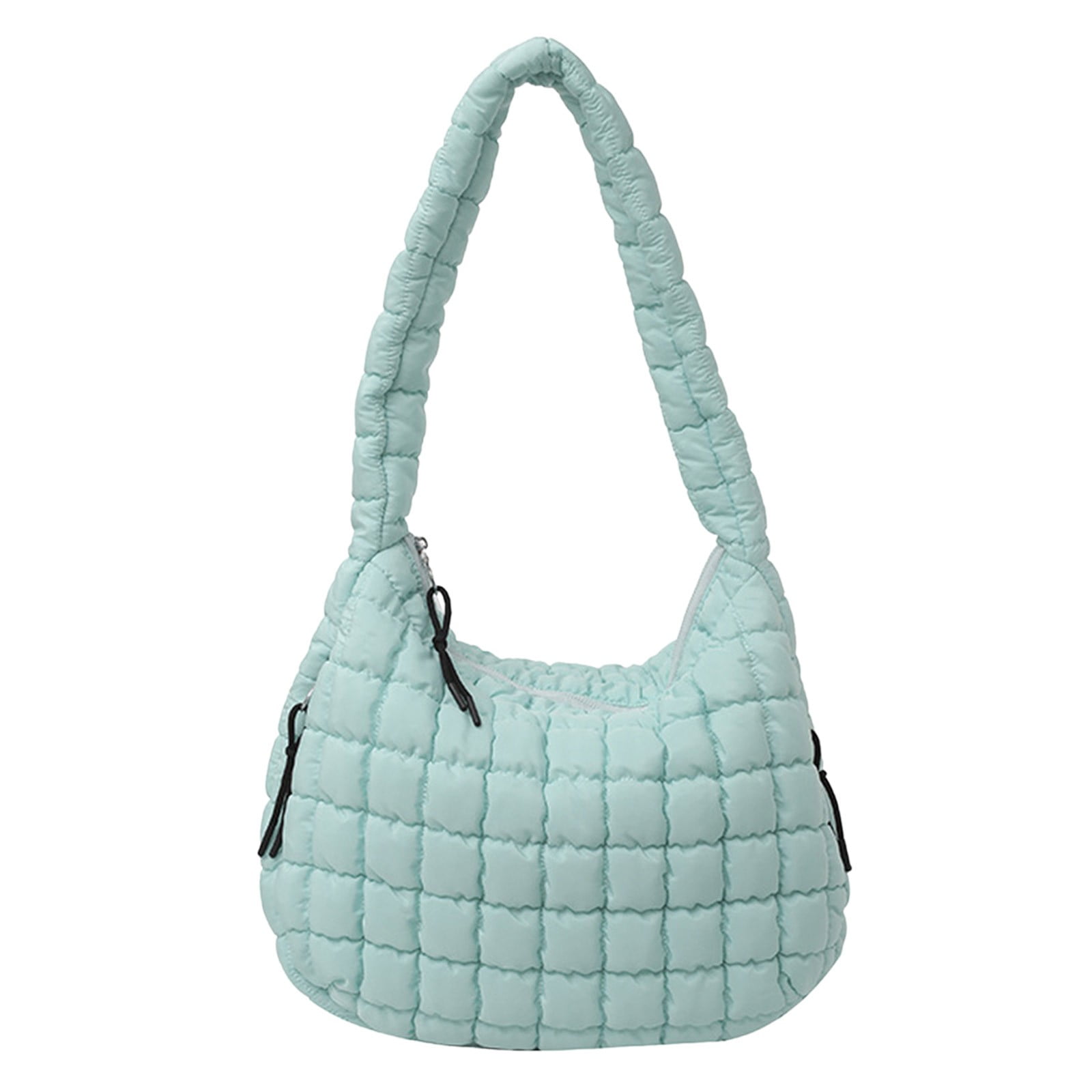 Quilted Puffer Tote Bag Large Crossbody Shoulder Bag with Zipper, Nylon Bubble Hobo Handbag ...