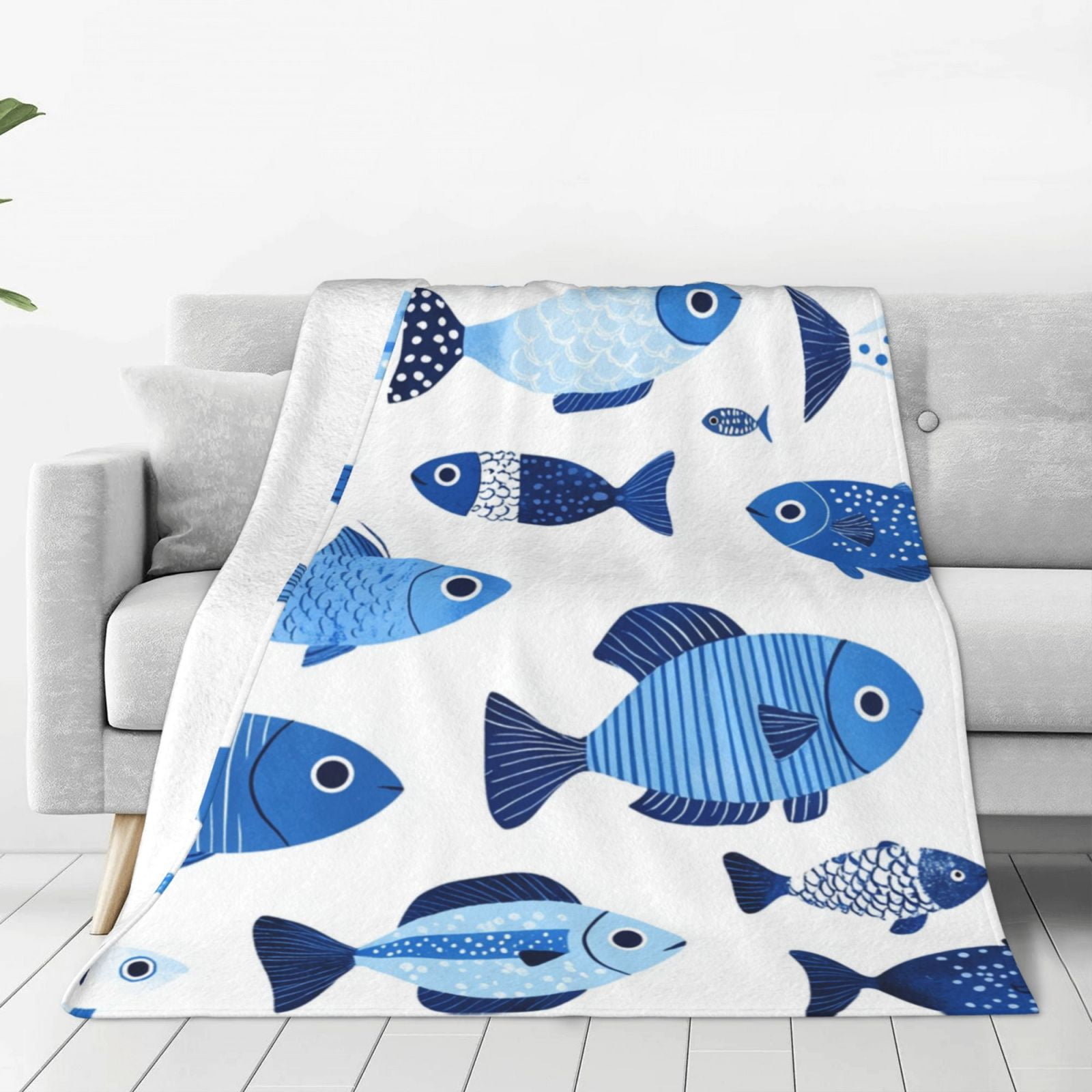 Quilted Throw Blanket , Blue and White Ocean - Inspired Throw Quilts ...