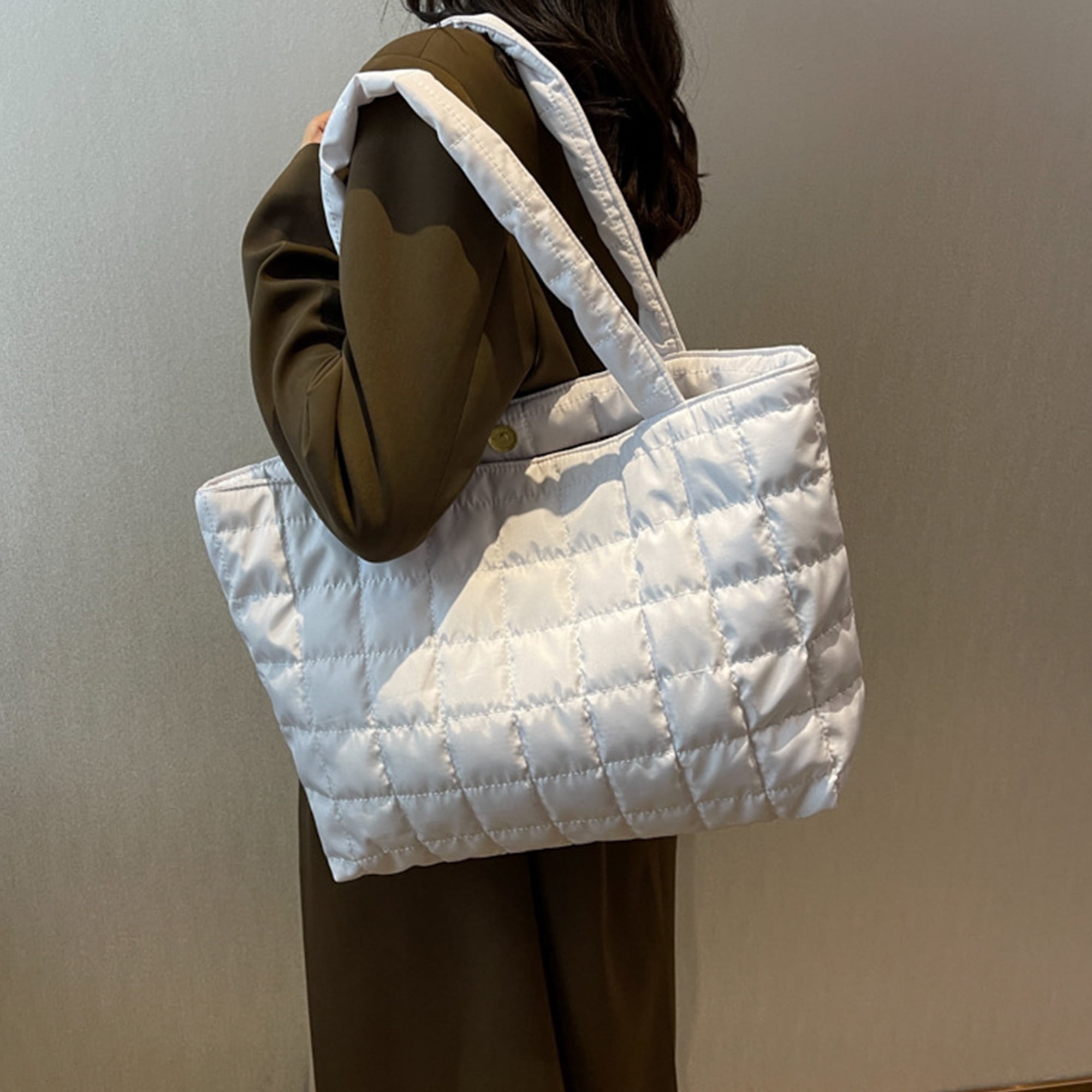 Quilted Tote Bag Large Quilted Carryall Puffer Shoulder Bag Lightweight ...