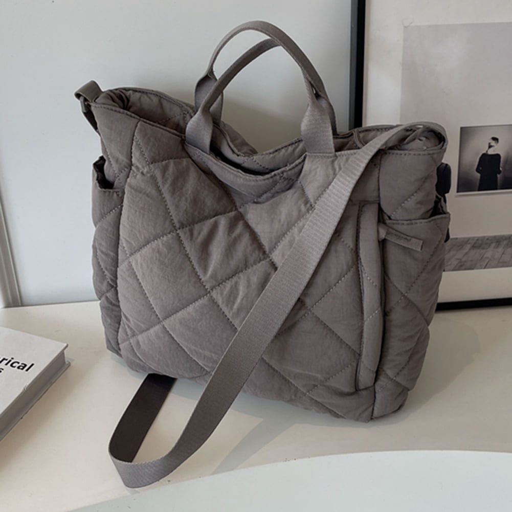 Quilted Tote Bag for Women Puffer Hobo Handbags Lightweight Puffy Cross ...