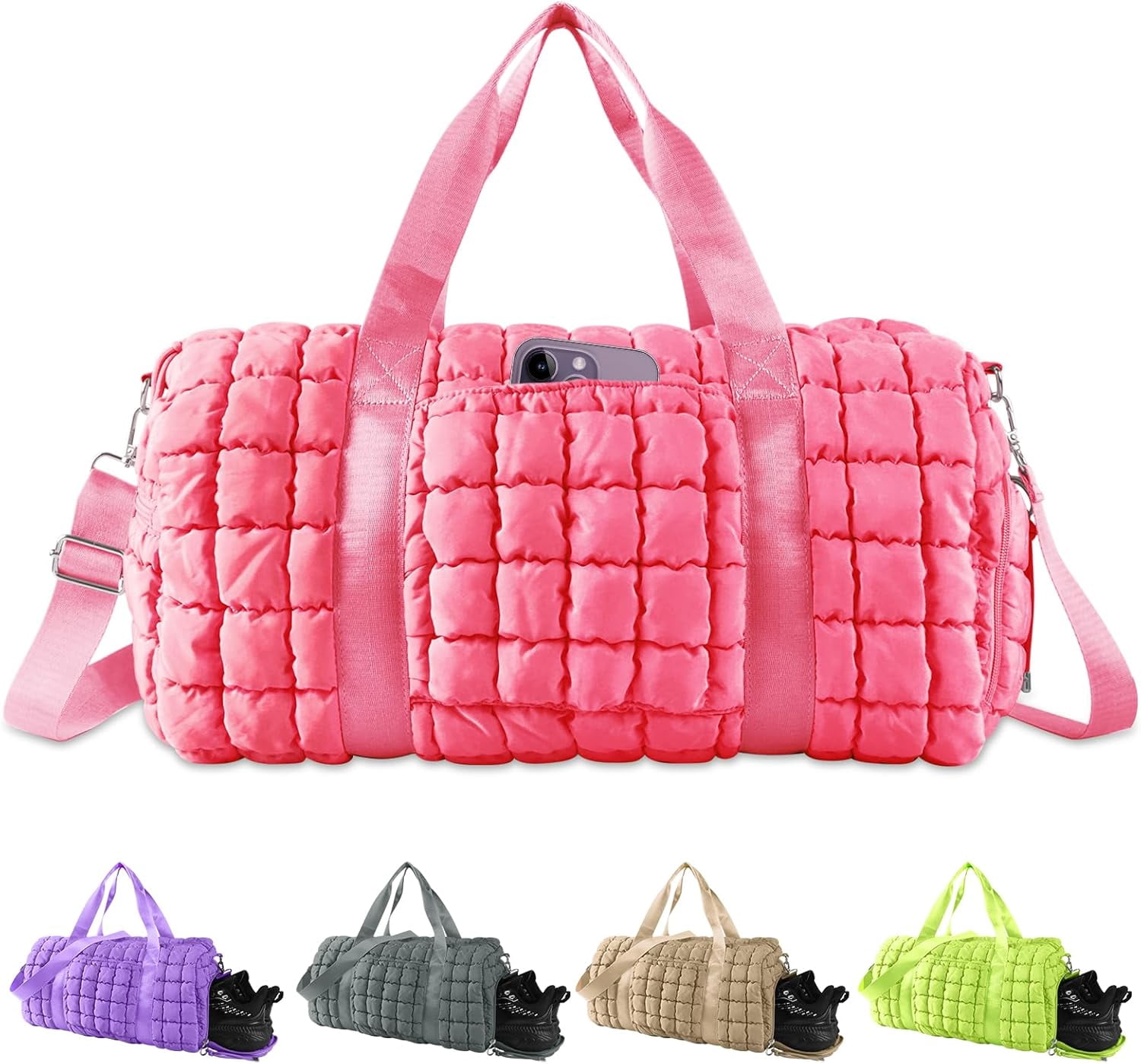 Quilted Travel Duffle Bag Gym Bag for Women,Large Puffer Duffle ...