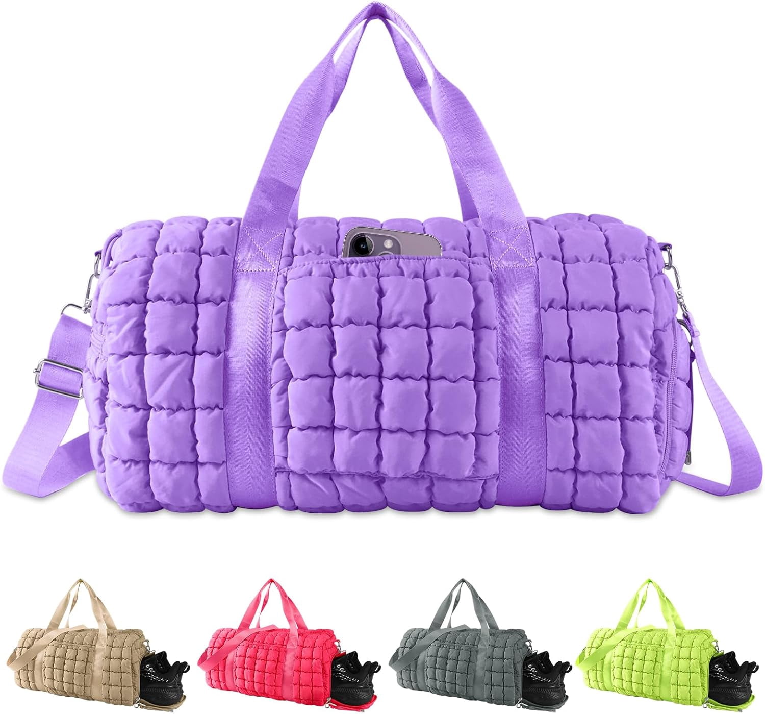 Quilted Travel Duffle Bag Gym Bag for Women,Large Puffer Duffle ...