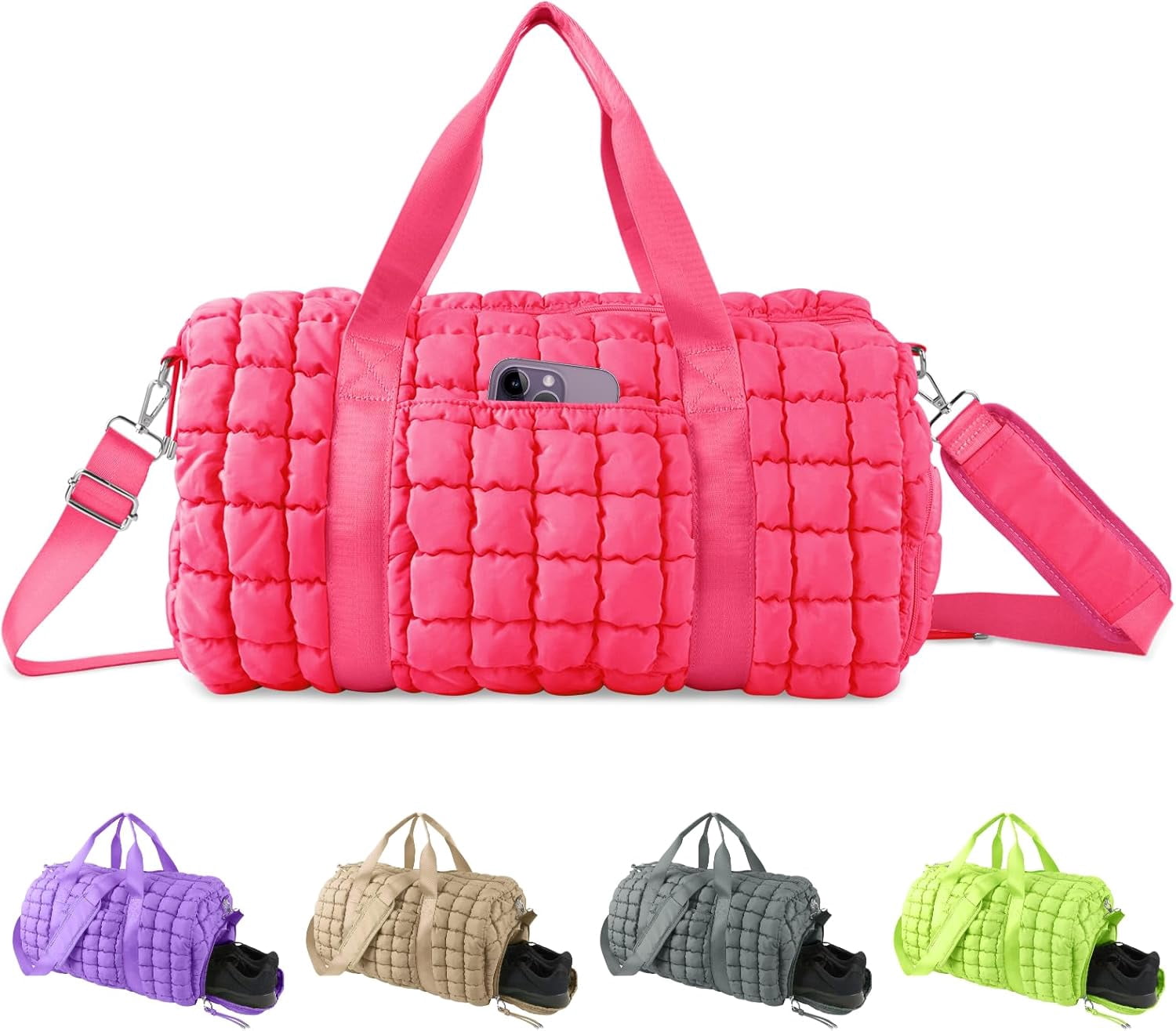 Quilted Travel Duffle Bag Gym Bag for Women,Large Puffer Duffle ...