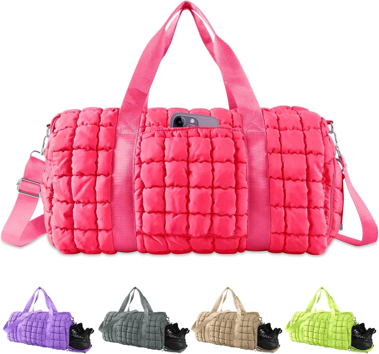 Quilted Travel Duffle Bag Gym Bag for Women,Large Puffer Duffle ...