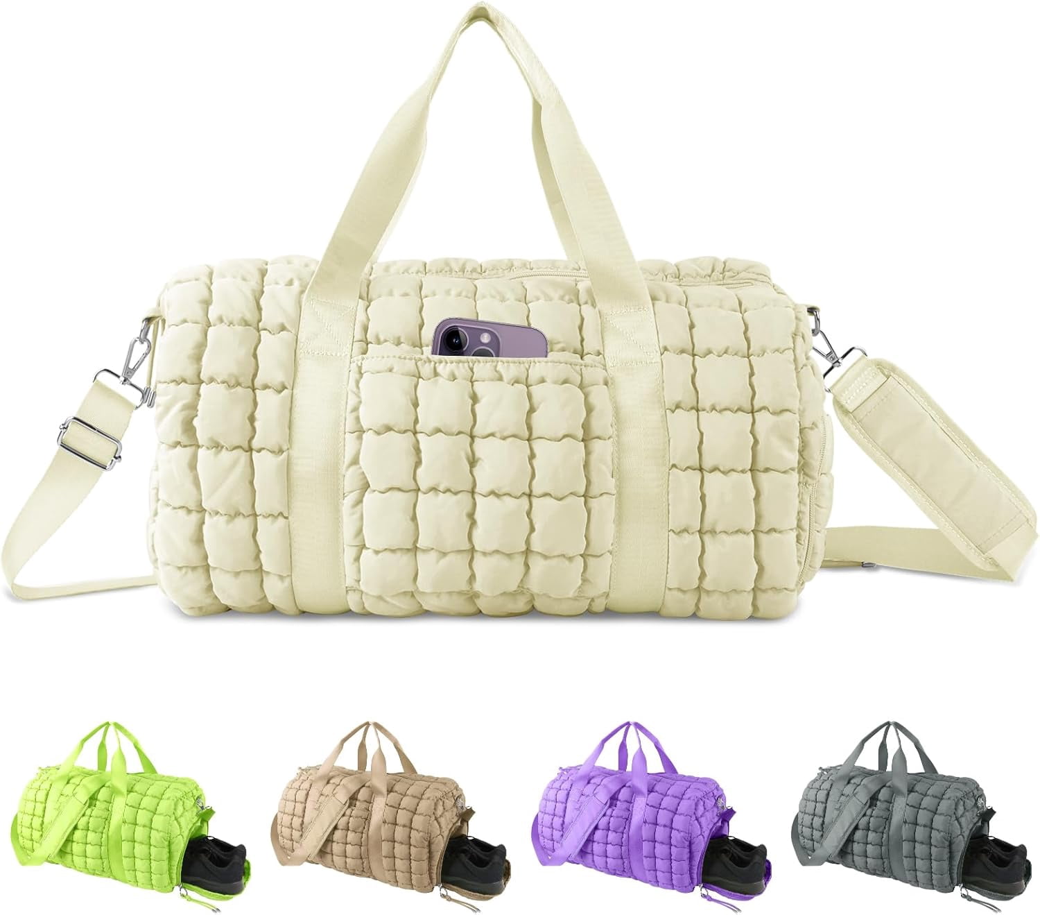 Quilted Travel Duffle Bag Gym Bag for Women,Large Puffer Duffle ...